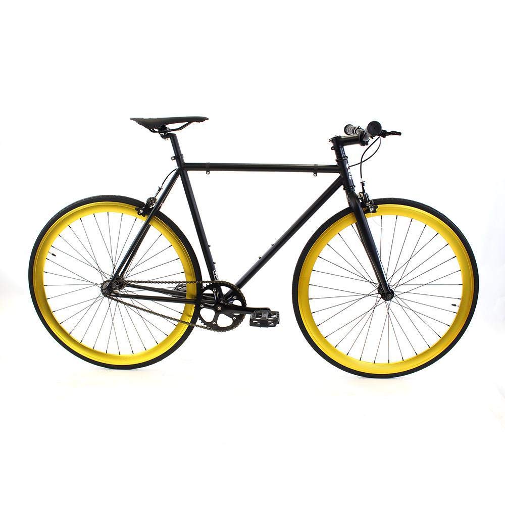 Golden Cycles Single Speed Fixed Gear Bike with Front & Rear Brakes (Saint, 63)
