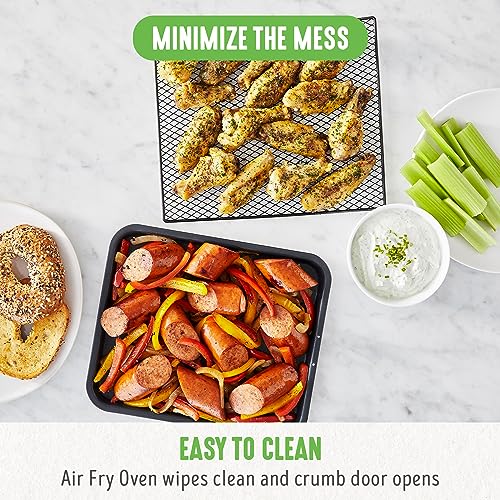GreenLife Countertop Stainless Steel Toaster Oven Air Fryer, PFAS-Free, Ceramic Nonstick Tray Rack and Airfry Basket, Dual Heating, 4 Slice Capacity, Adjustable Temperature and Time Control, Pink