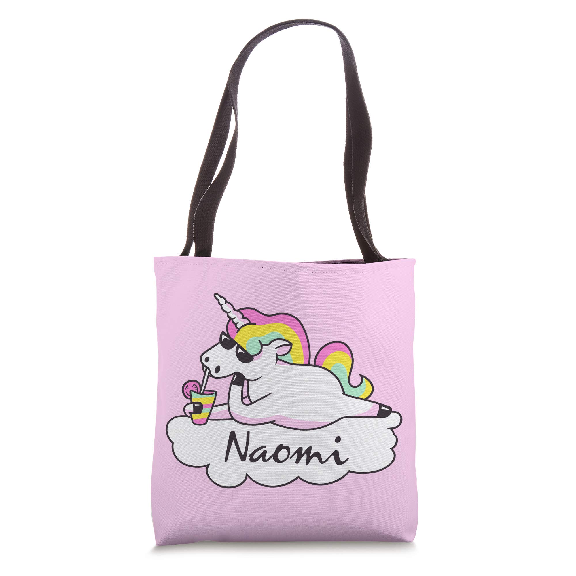 Funny Unicorn Naomi Name Gift Trendy Pink Personalized Tote Bag