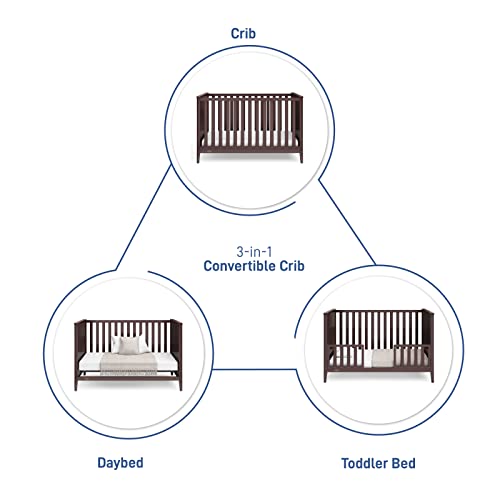 Graco Melbourne 3-in-1 Convertible Crib (Espresso) β Converts from Baby Crib to Toddler Bed and Daybed, Fits Standard Full-Size Crib Mattress, Adjustable Mattress Support Base