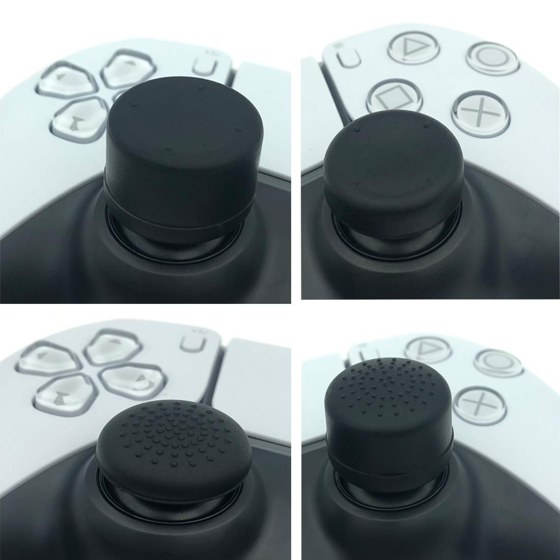 Gebaisi Four Styles Silicone Thumb Stick Caps Grip Gamepad Analog Joystick for Playstation PS5 Controller(8 Pieces Black)