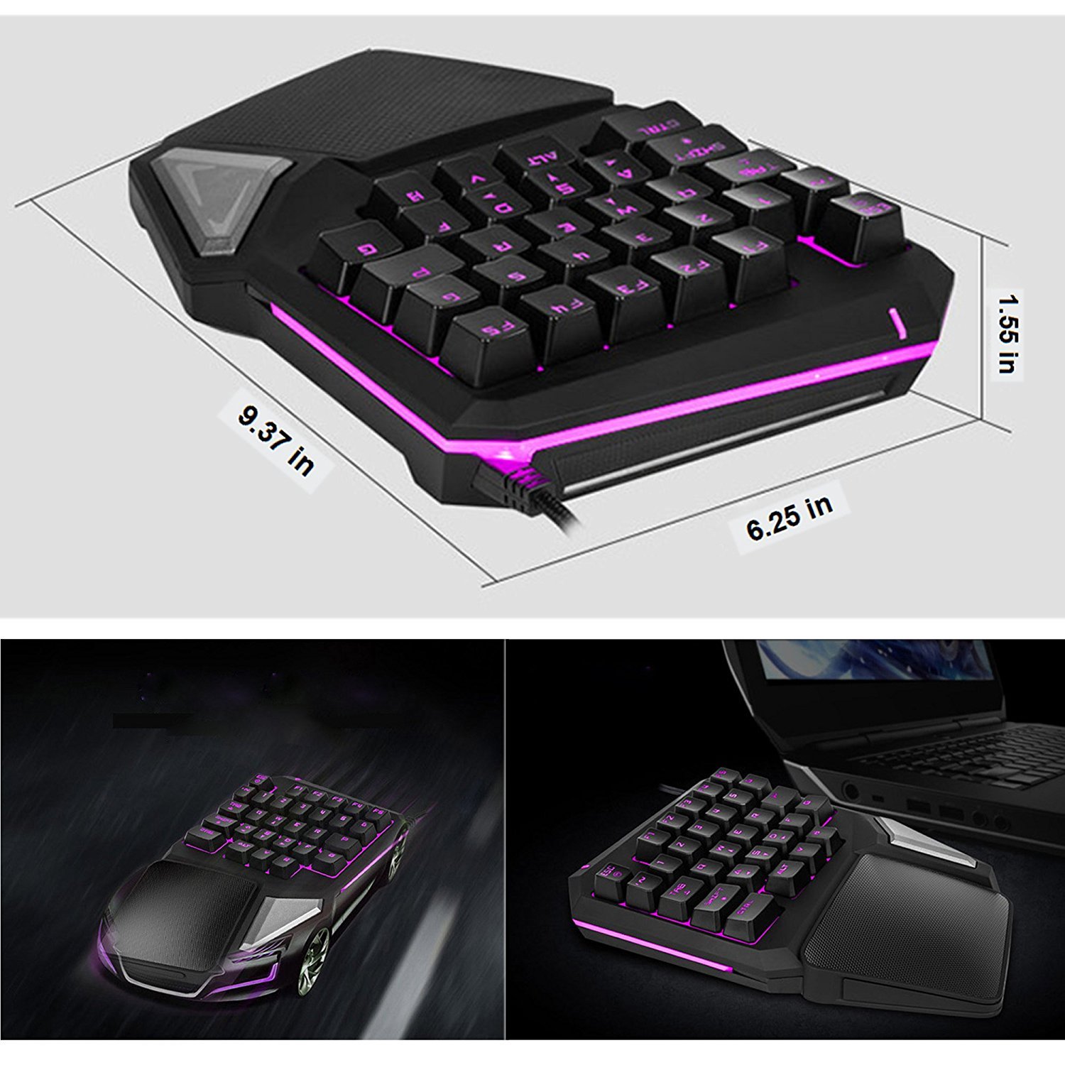 Gaming Keypad The New Gameboard with Programmable Keys 7 Color LED Backlit PC Portable Wired USB Black Ergonomic Game Keypad Compatible with Windows System The Most Fun Gaming Keyboard