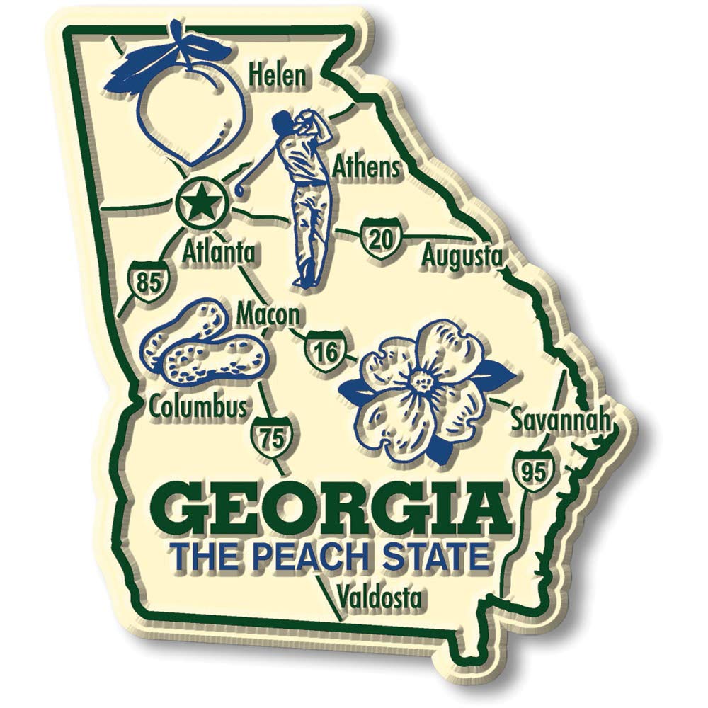 Georgia Giant State Magnet by Classic Magnets, 3.1" x 3.5", Collectible Souvenirs Made in The USA