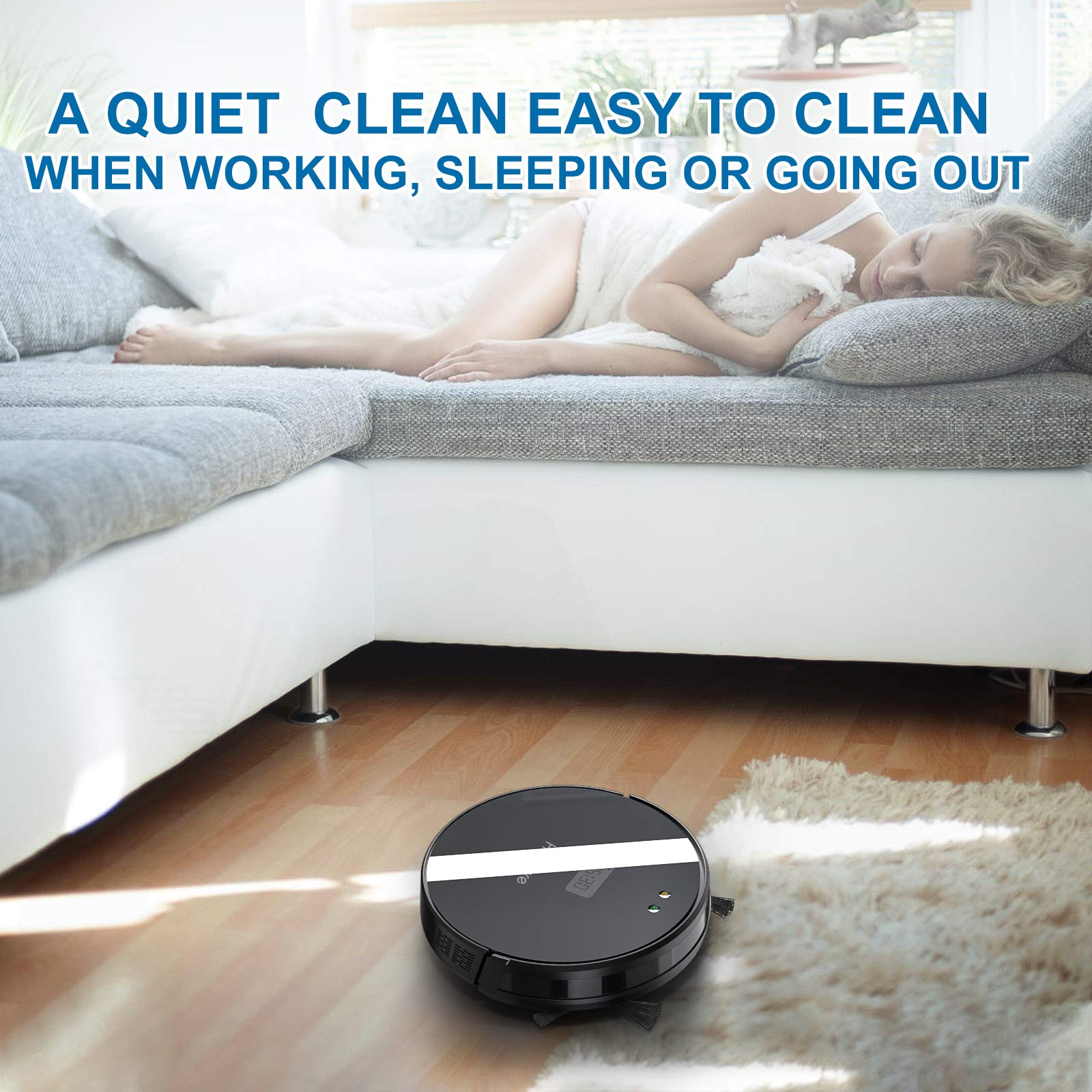 HONITURE Q5, 2-in-1 Robot Vacuum and Mop Cleaner with XL-600ml Dustbin, 2000Pa, 100mins Runtime, LCD Display, Voice & APP Control, Self-Charging Robotic Vacuum, Ideal for Pets