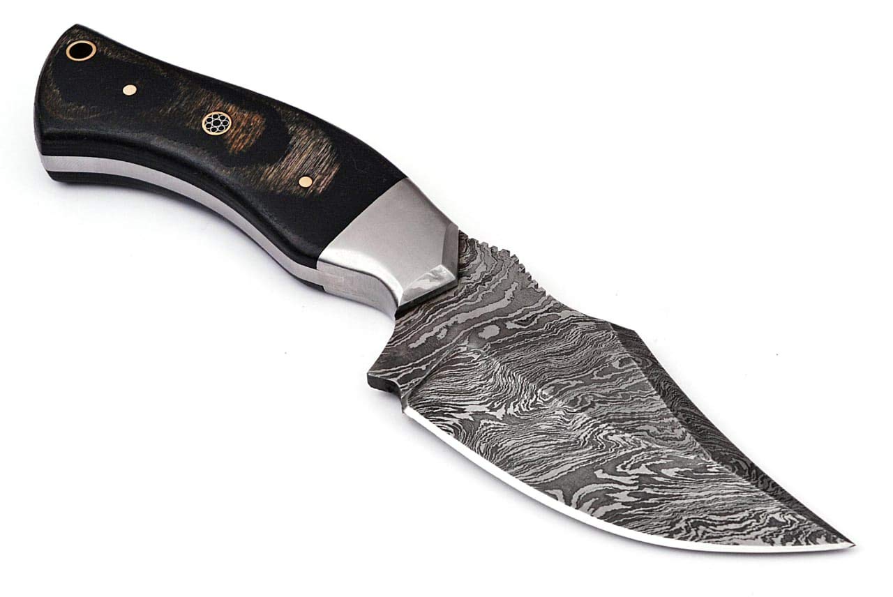 Grace Knives Handmade Damascus Steel Hunting Knife Fixed Blade Camping Knife 8.5 Inches with Leather Sheath G-2014