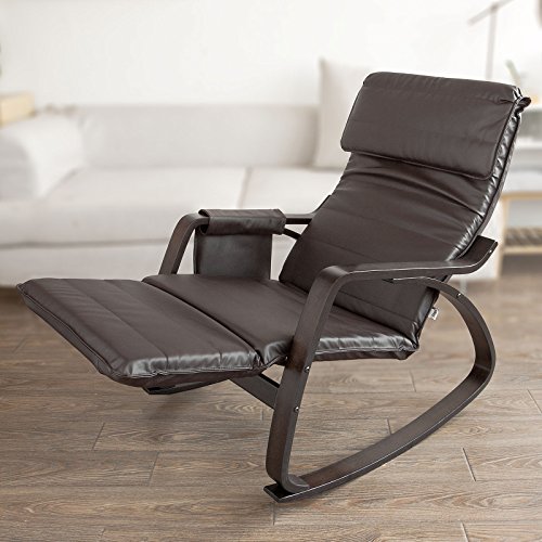 Haotian New Relax Rocking Chair Lounge Chair with Adjustable Footrest and Removable Side Bag, FST20-BR