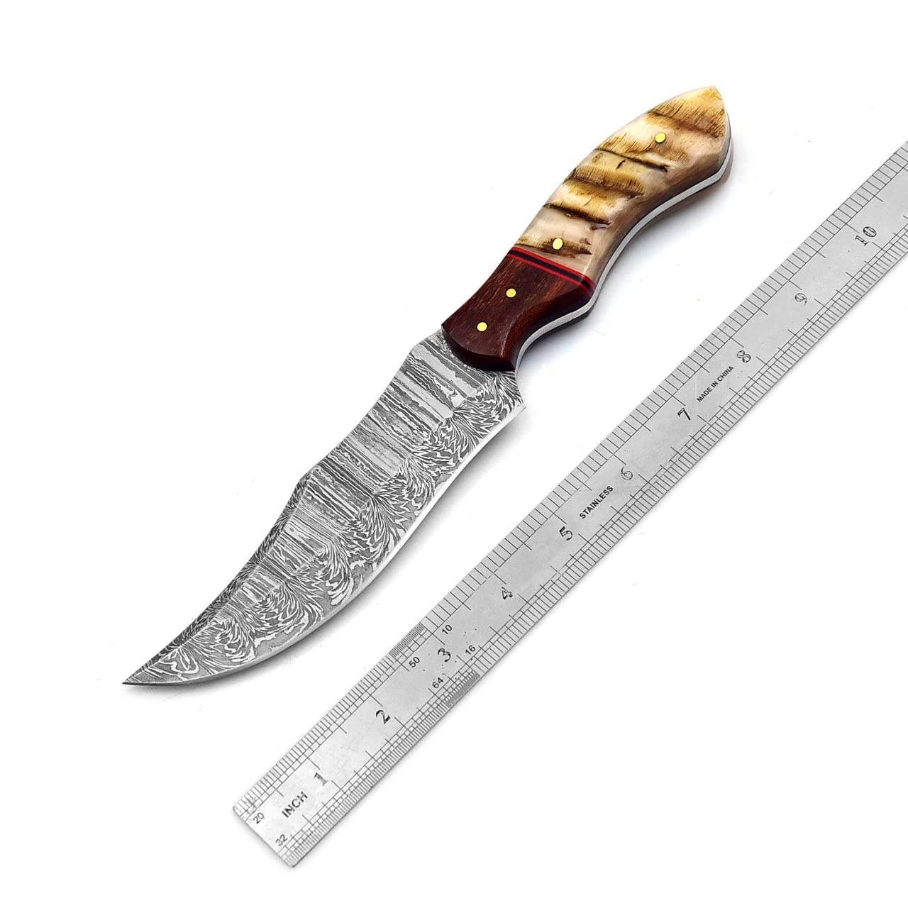 Grace Knives Hunting Damascus Steel Handmade Knife Fix Blade Knife 10 Inches with Leather Sheath G-155