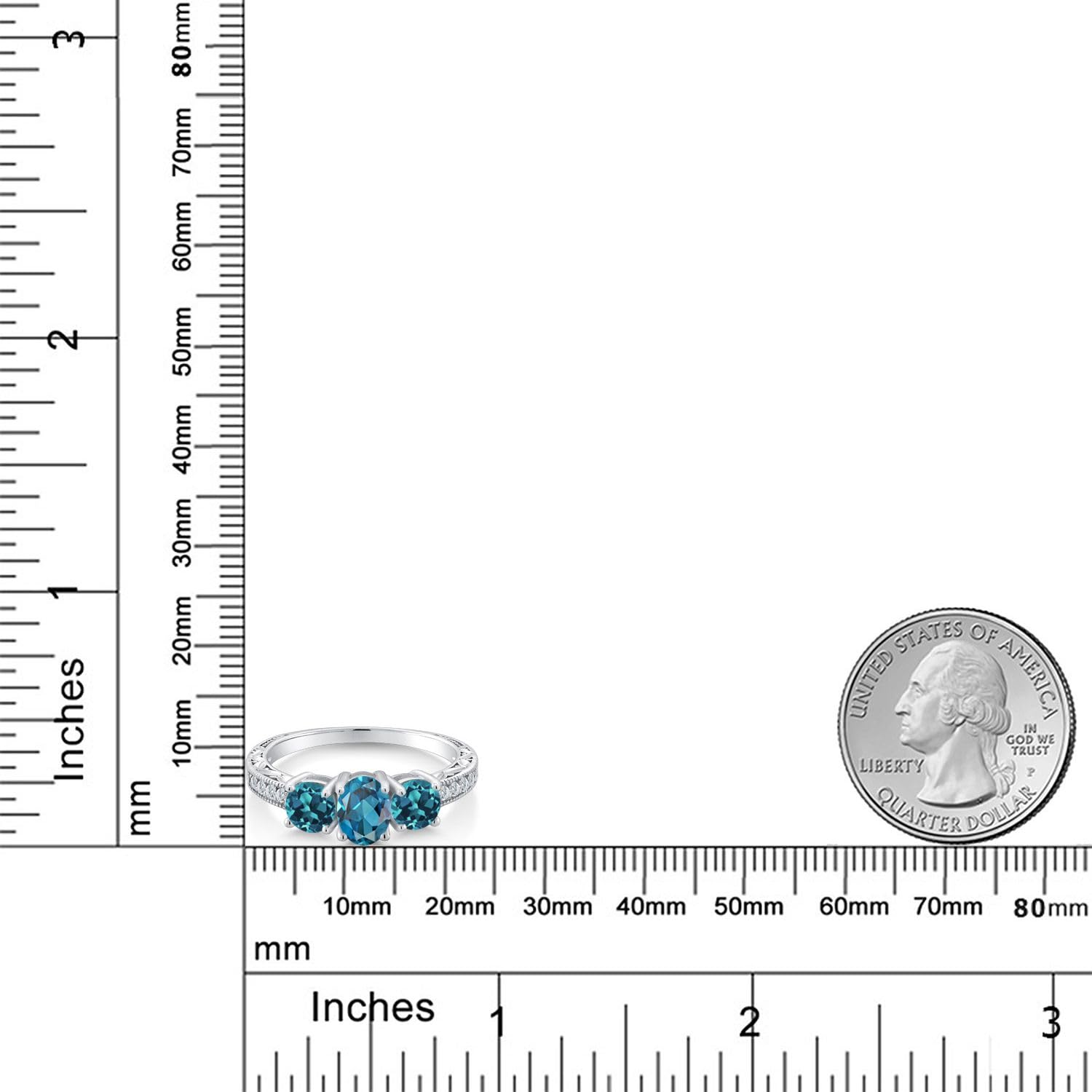 Gem Stone King 925 Sterling Silver London Blue Topaz Ring For Women (2.02 Cttw, Gemstone Birthstone, Available In Size 5, 6, 7, 8, 9)