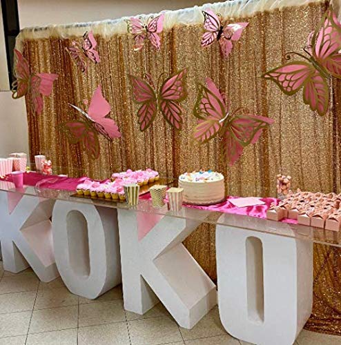 Large Butterfly Party Decoration paper Butterfly in 3 different sizes Giant butterfly Large Butterfly prop (Gold and Pink)