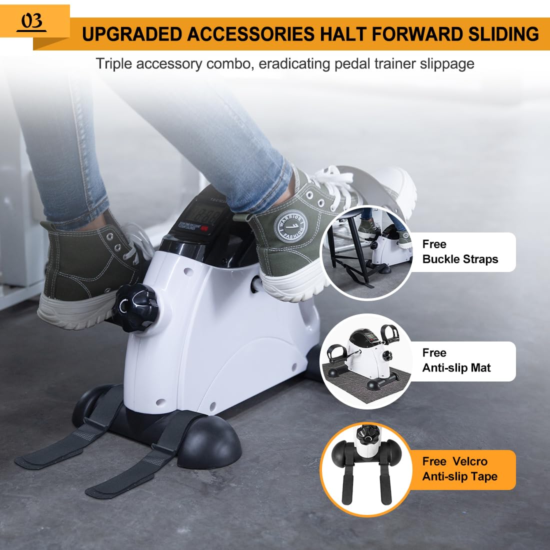 GOREDI Pedal Exerciser Stationary Under Desk Mini Exercise Bike - Peddler Exerciser with LCD Display, Foot Pedal Exerciser for Seniors,Arm/Leg Exercise (Black)