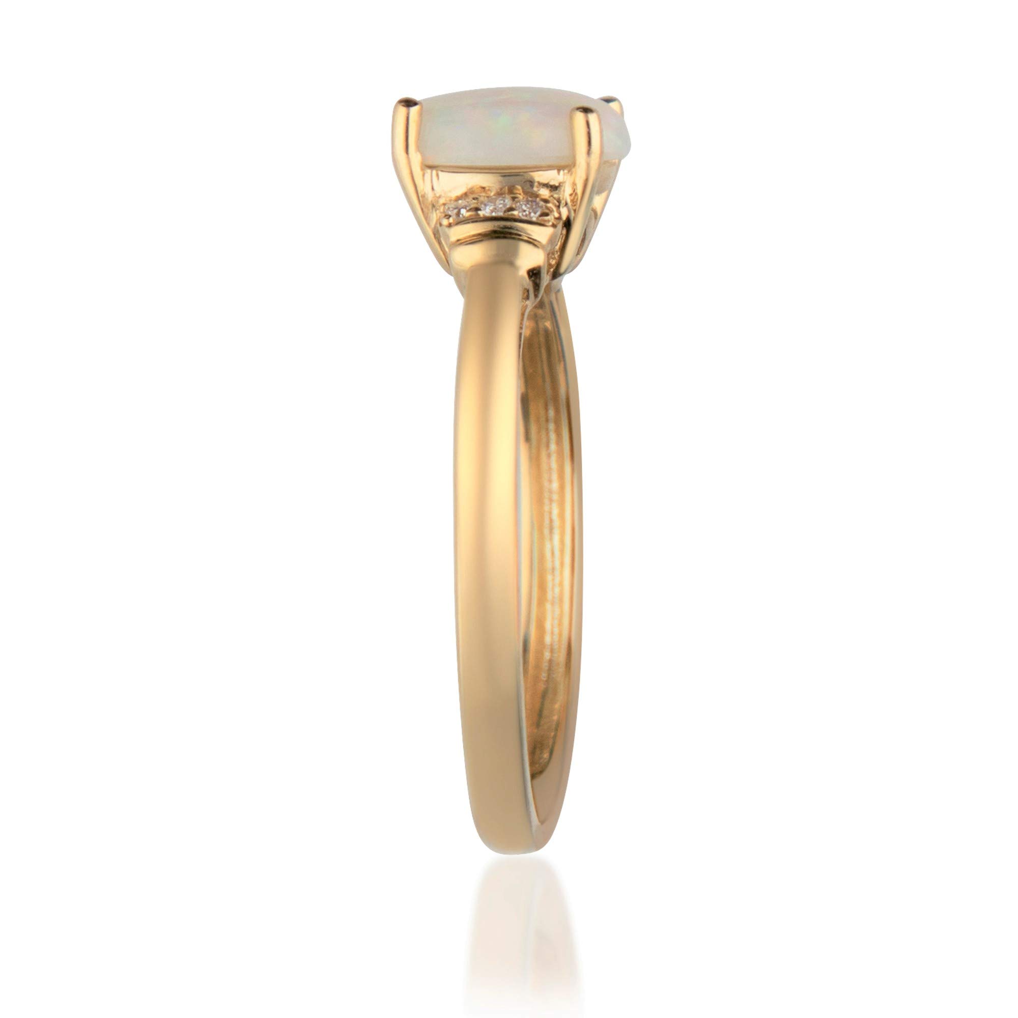 Gin & Grace 14K Yellow Gold Natural Opal & Diamond (I1,I2) (Size 7) Statement Propose Promise Ring for Women