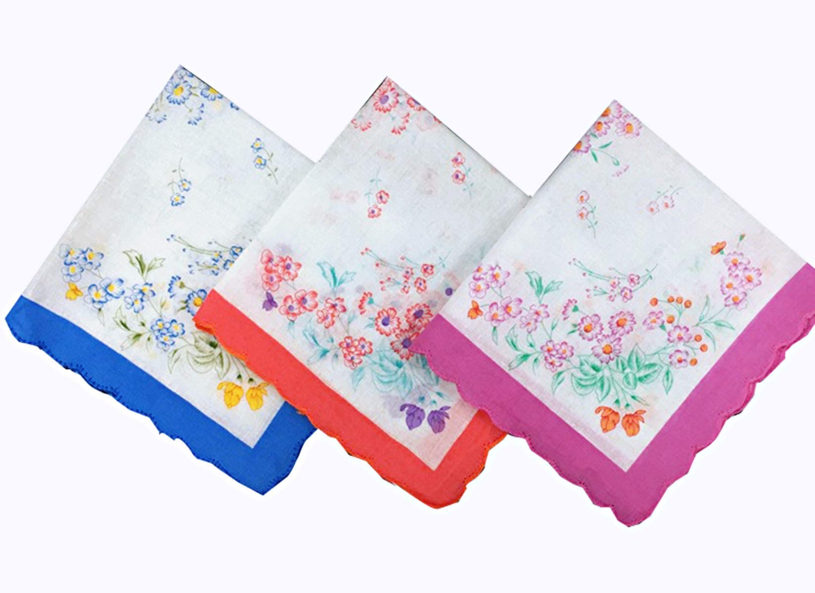 Forlisea 10 Pieces Womens Beautiful Cotton Floral Handkerchief Wendding Party Fabric Hanky
