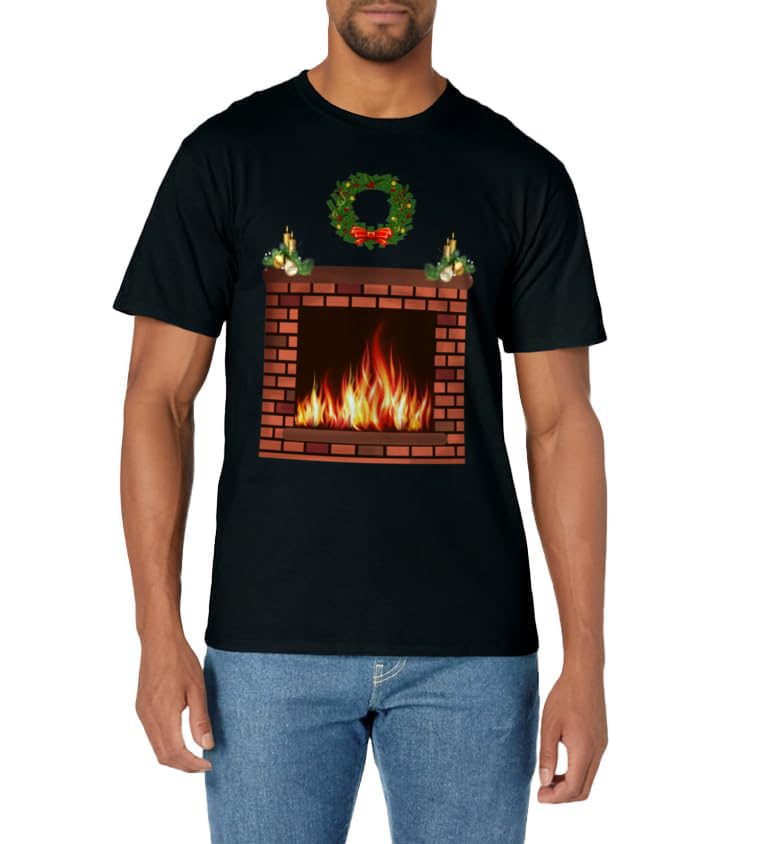 Funny novelty cool xmas gifts ugly style fireplace shirt