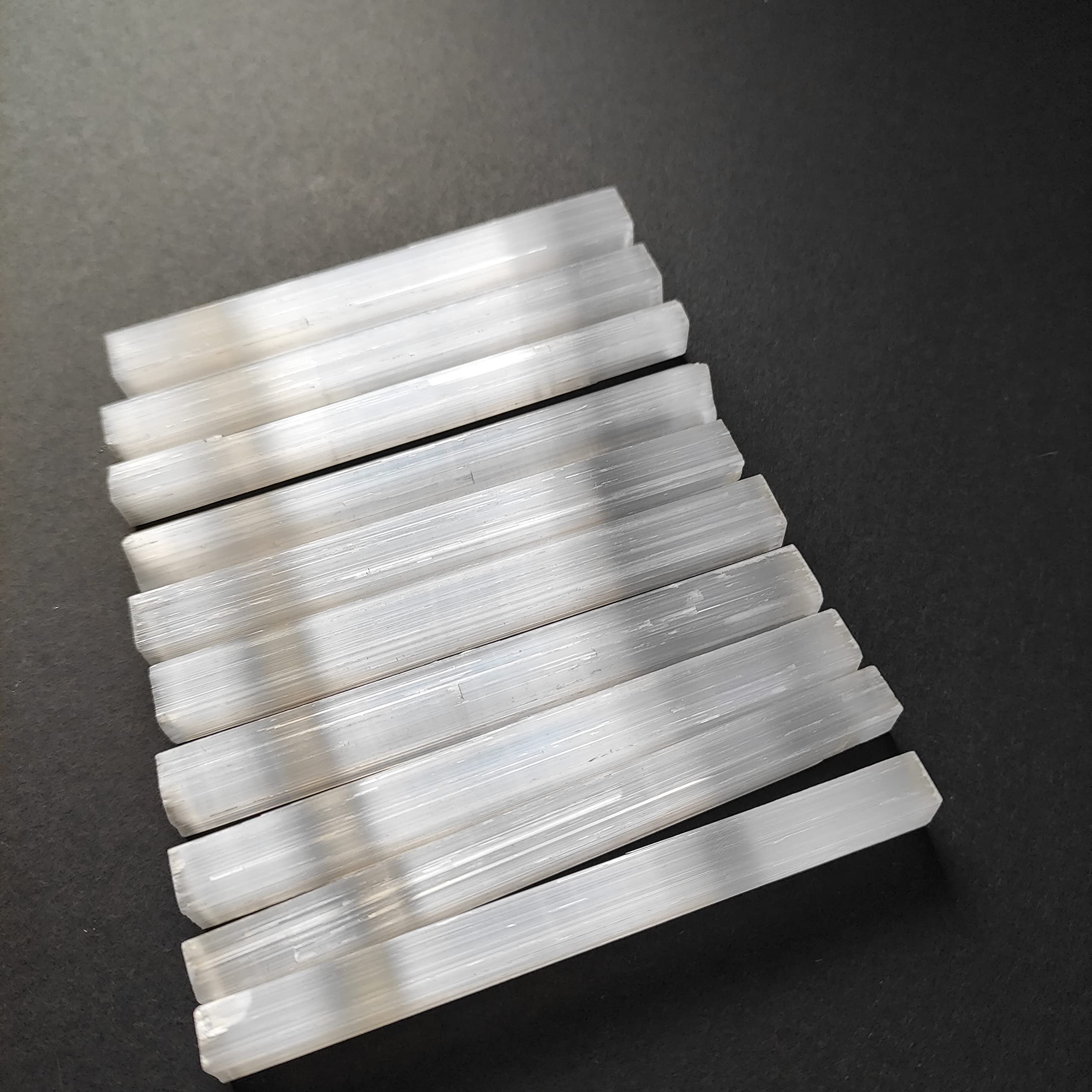 GEMSHOPE A-Grade 4 Inch Selenite Sticks Wands Set (10 pcs) for Crystal Healing, Reiki, Protection, Chakra,Decoration (White, 4 inch)