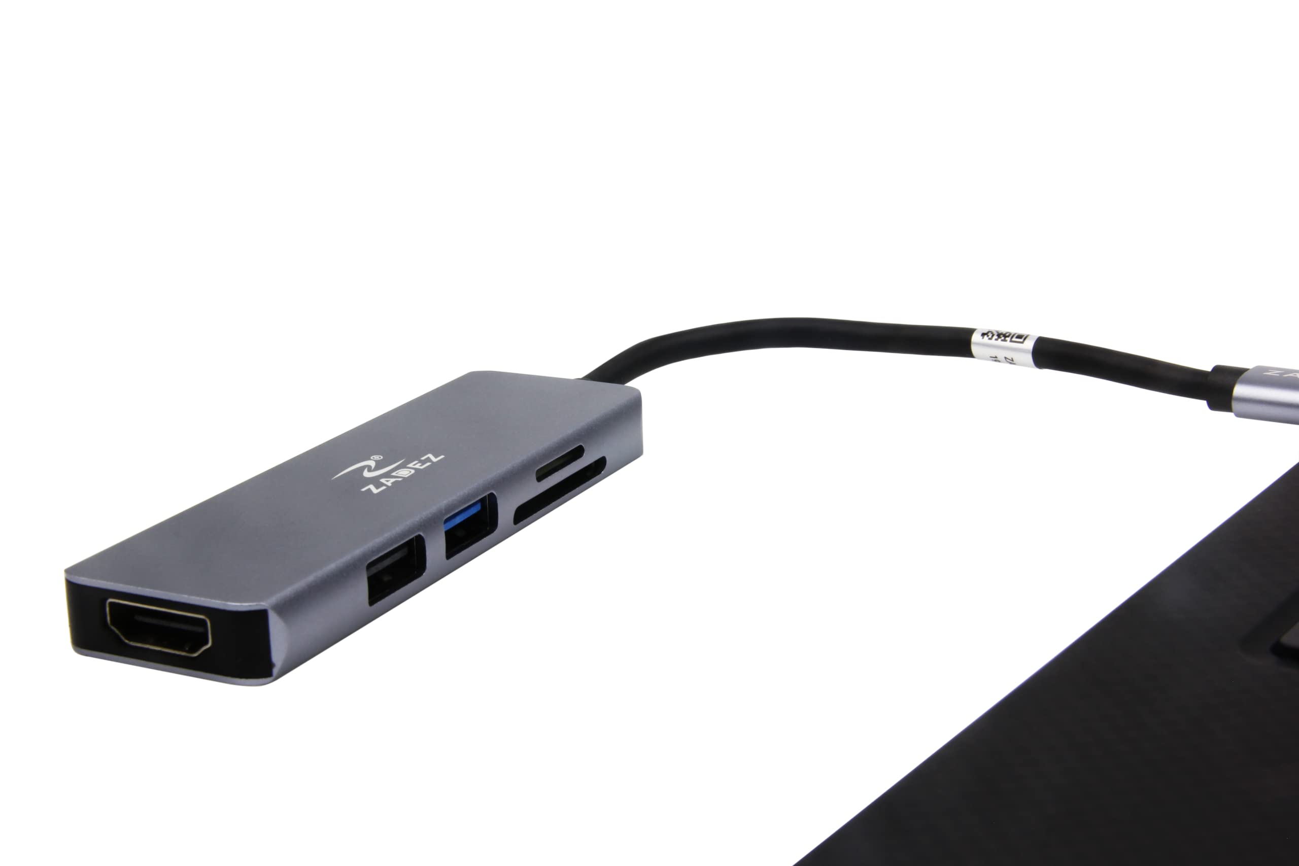 ZADEZ ZAH-514 USB-C Hub 4-in-1 Type-C (USB-C) Connection Standard, HDMI Port 4K (30 Hz) - Charge Port 60W - Data Transfer(up to 4.8 Gbps) Aluminum Material, Maximum Heat Dissipation