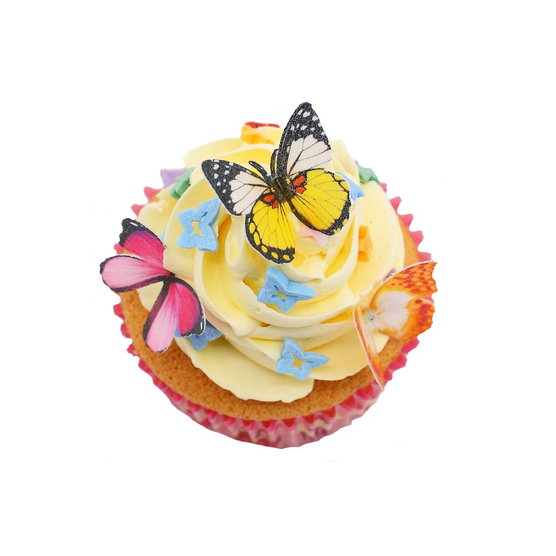 GEORLD 48Pcs Edible Cupcake Toppers Cake Flower Decoration Birthday Party Mixed Size & Colour