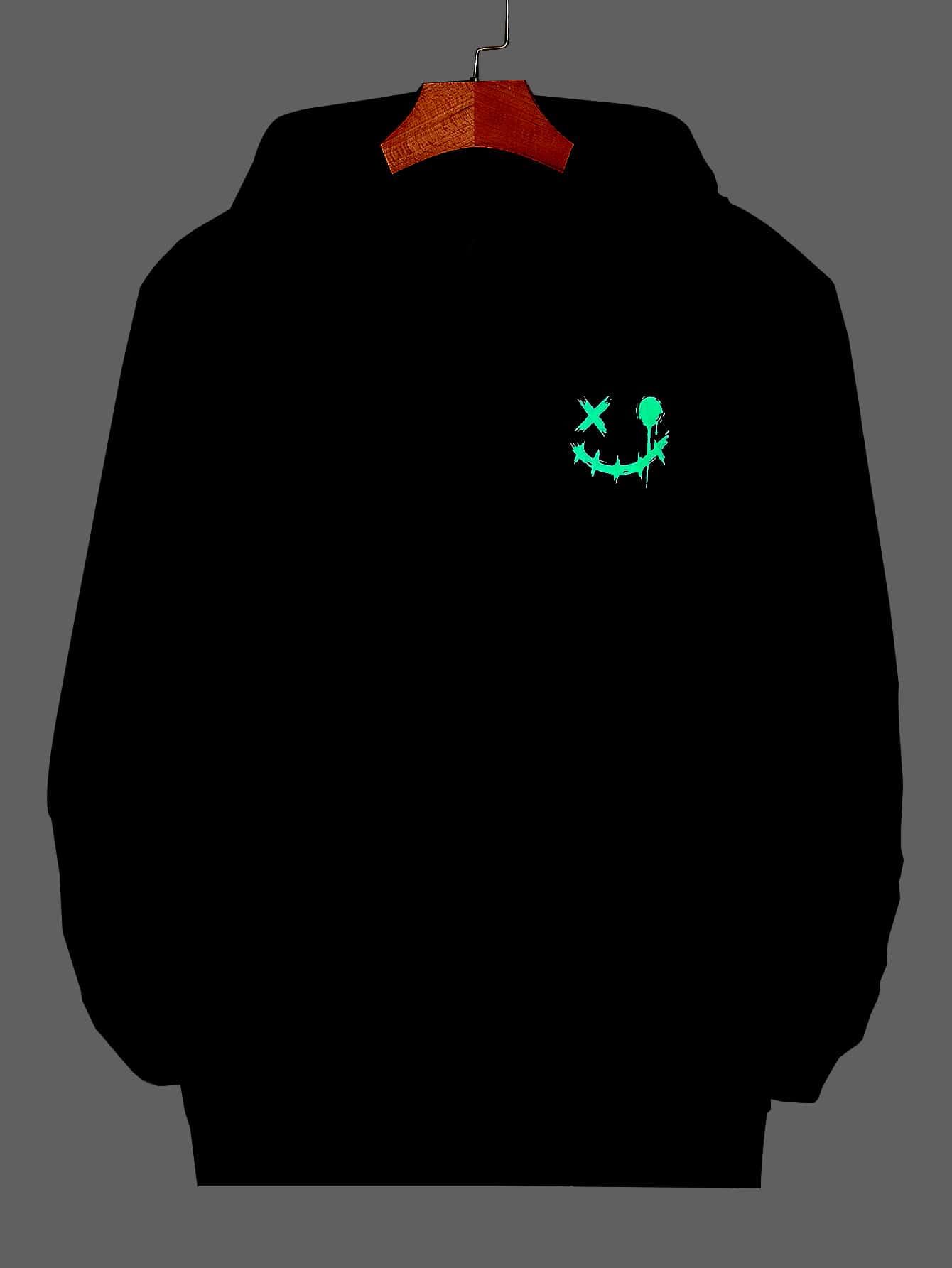 GORGLITTER Men's Bear Print Graphic Hoodies Long Sleeve Drawstring Hooded Sweatshirt Pullover Tops Black Large