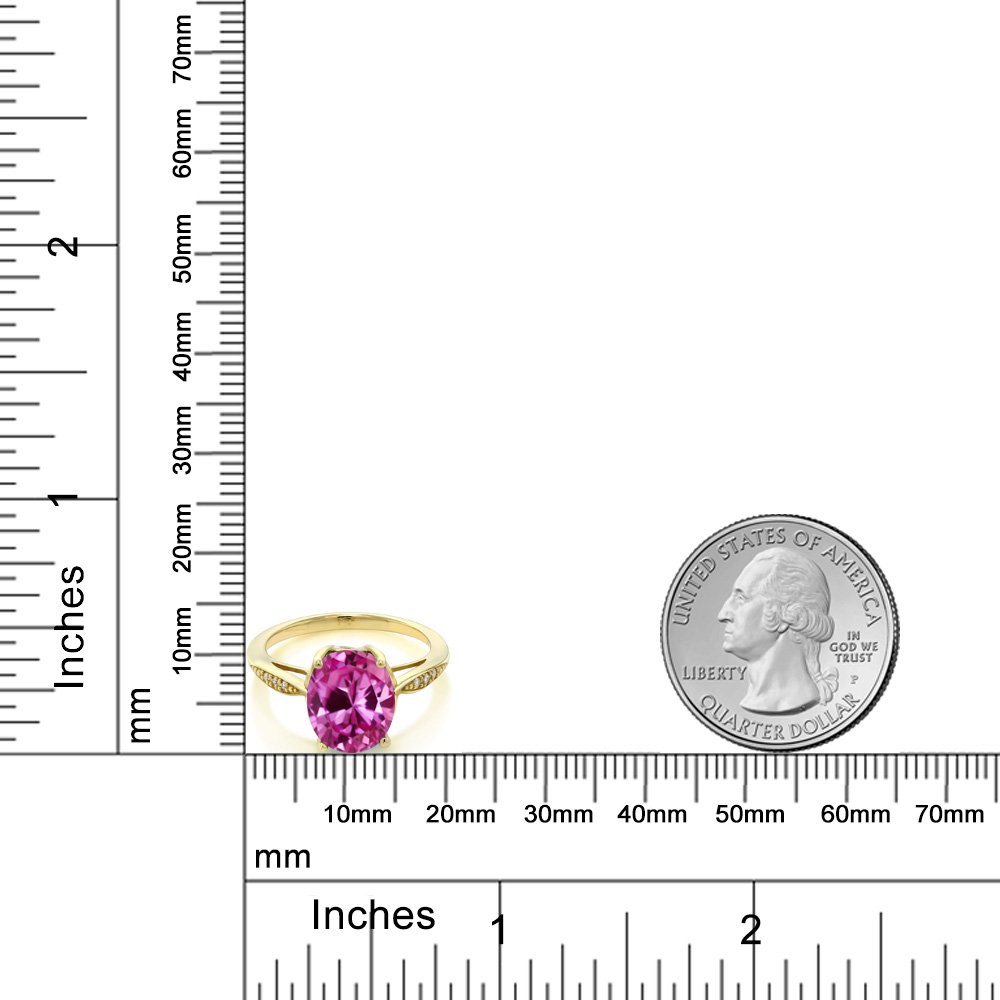 Gem Stone King 14K Yellow Gold 10X8MM Oval Gemstone Birthstone and White Diamond Engagement Ring | Wedding Anniversary Promise Gold Ring For Women | Size 5,6,7,8,9