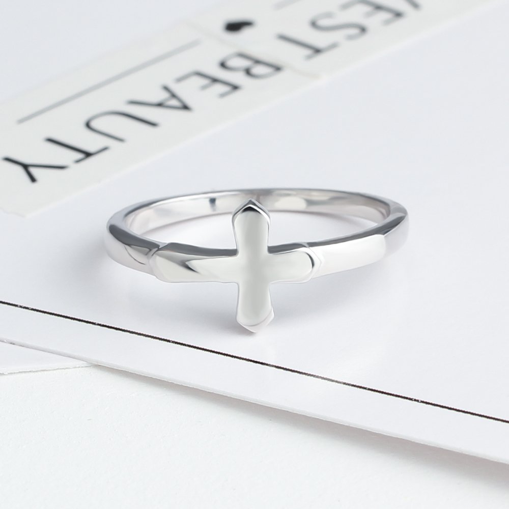 Furious Jewelry 925 Sterling Silver Simple Cross Ring, Size 6 7 8 (8)