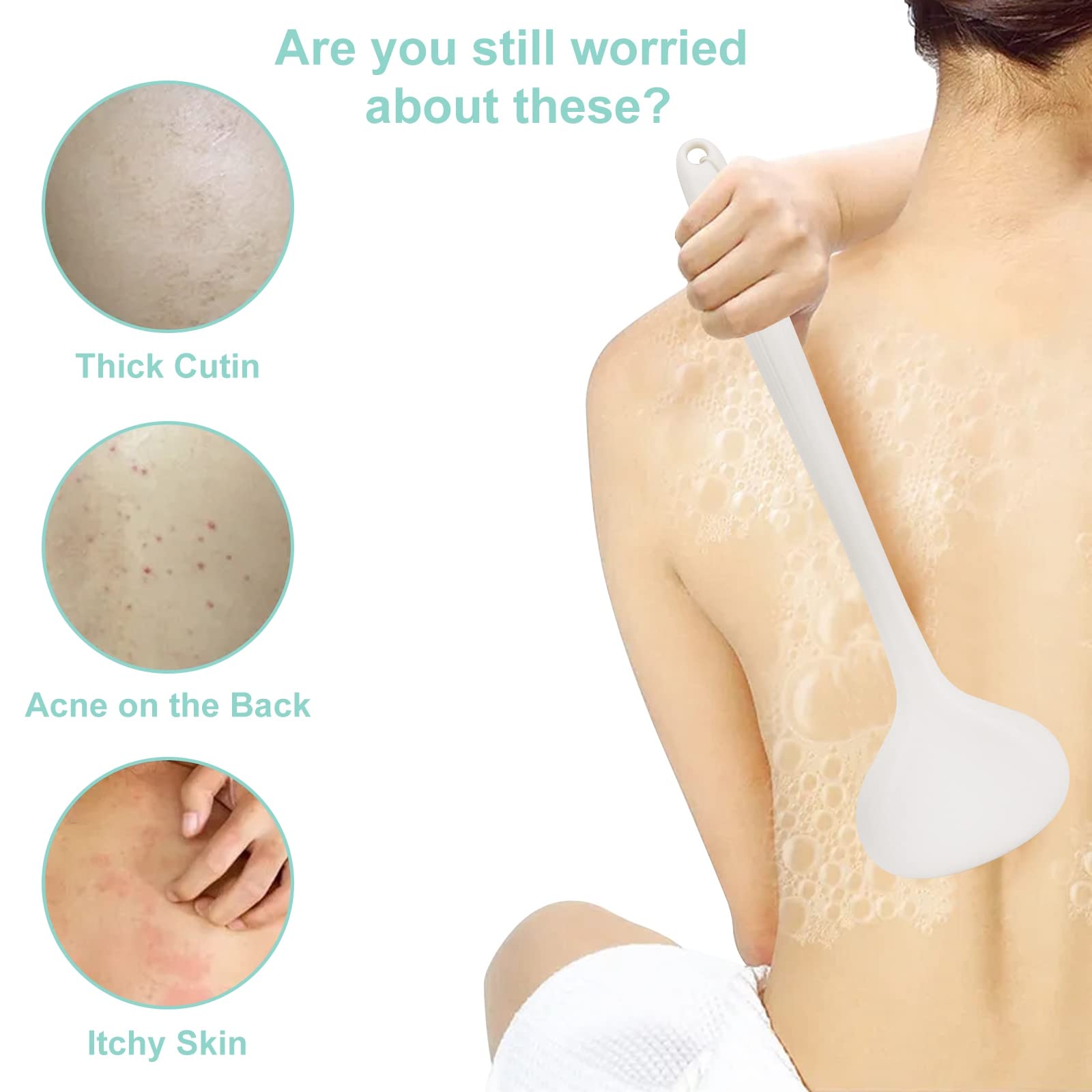 HONZUEN Bath Body Brush with Lengthen and Thicken Soft Bristles, Wet or Dry Brushes for Improves Lymphatic System, Stimulates Blood Circulation Exfoliator, Shower Back Brush Long Handle for Women Men