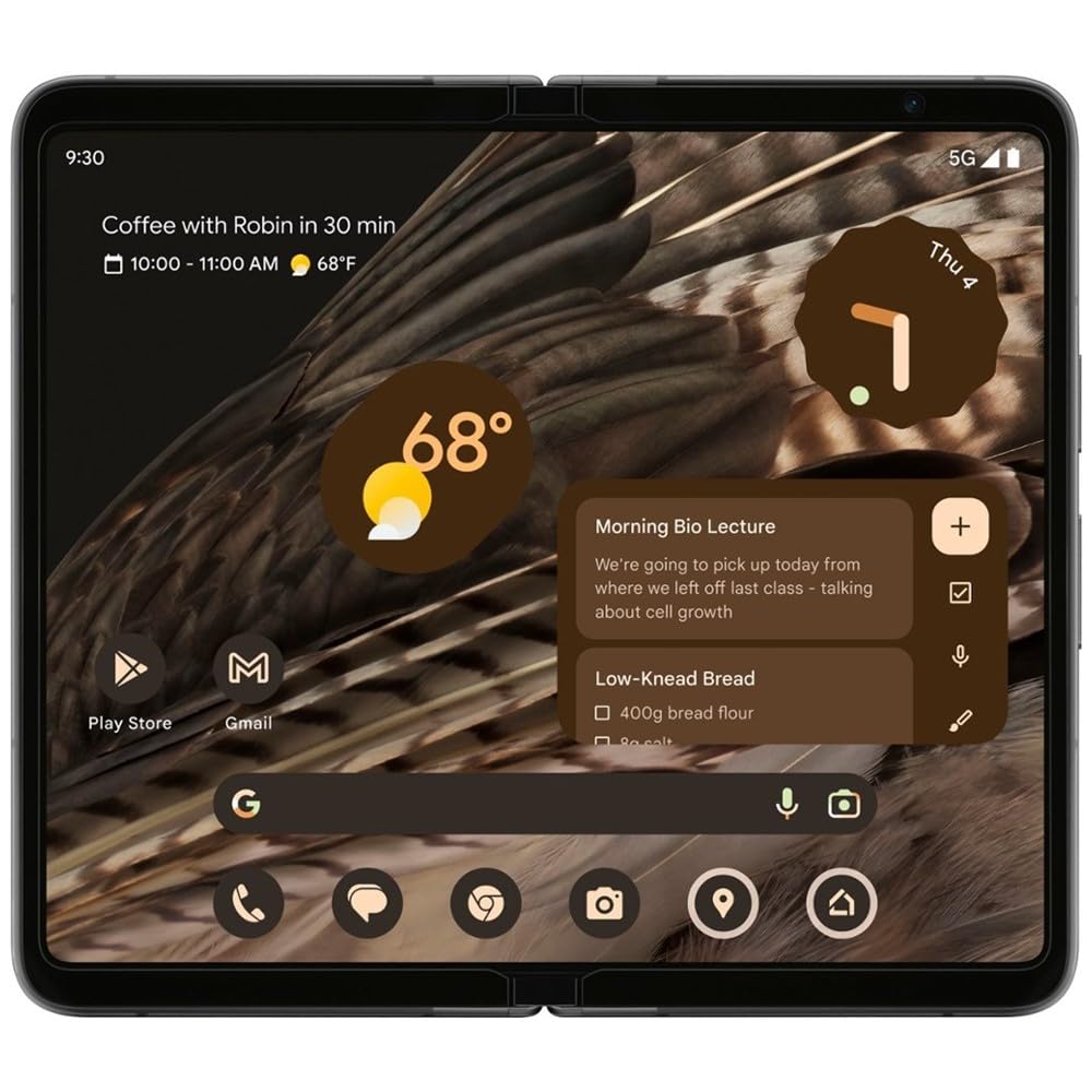 Google Pixel Fold - Unlocked Android 5G Smartphone with Telephoto Lens and Ultrawide Lens - Foldable Display - 24-Hour Battery - Obsidian - 512 GB (Renewed)