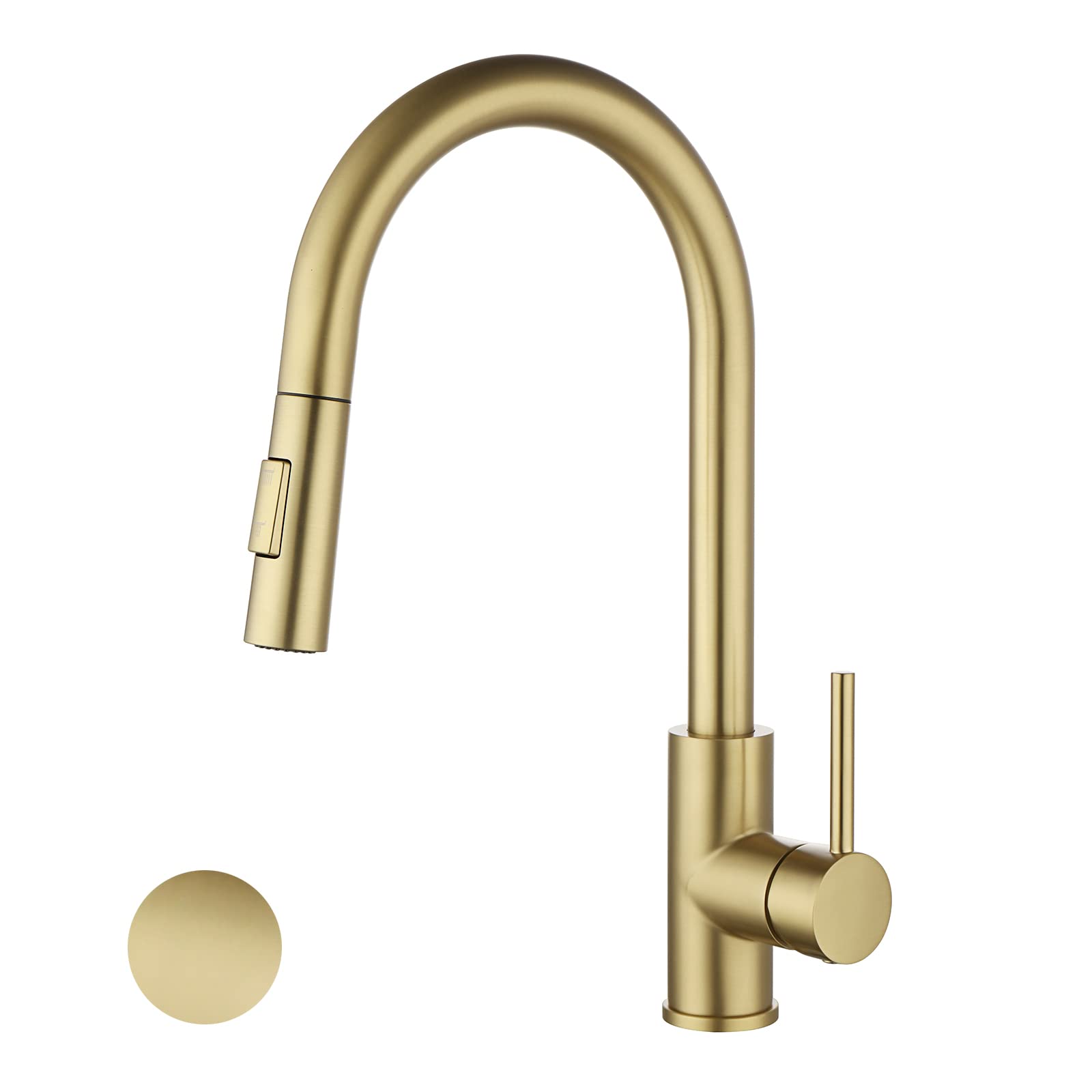 Havin Gold Kitchen Faucet with Pull Down Sprayer, High Arc Stainless Steel Material, with cUPC Ceramic Cartridge,Without Deck Plate,Fit for 1 Hole Kitchen Sink or Laundry Sink,Brushed Gold