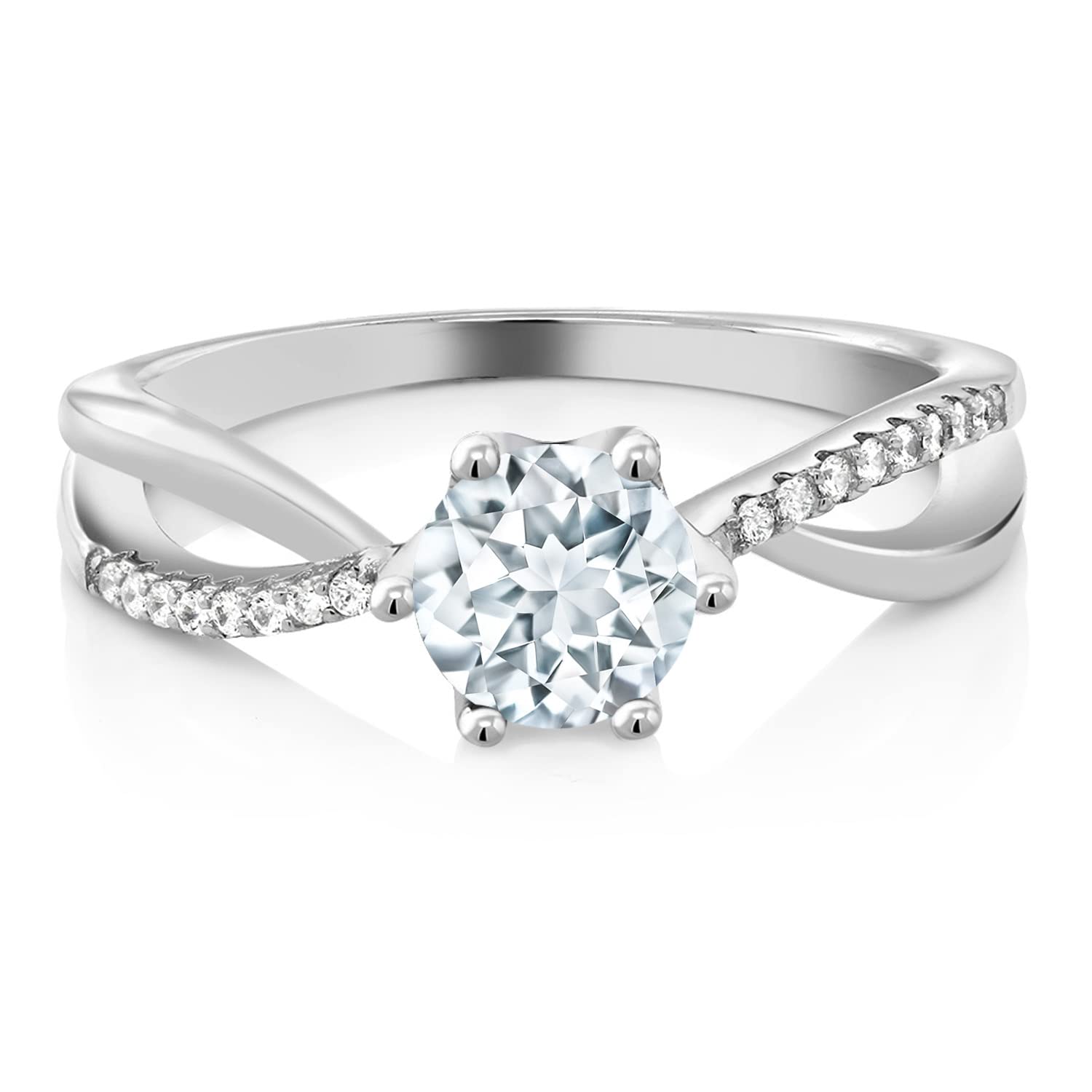 Gem Stone King 925 Sterling Silver Gemstone Birthstone Infinity Ring | Round 6MM | Wedding Engagement Anniversary Promise Ring For Women | Available In Size 5, 6, 7, 8, 9