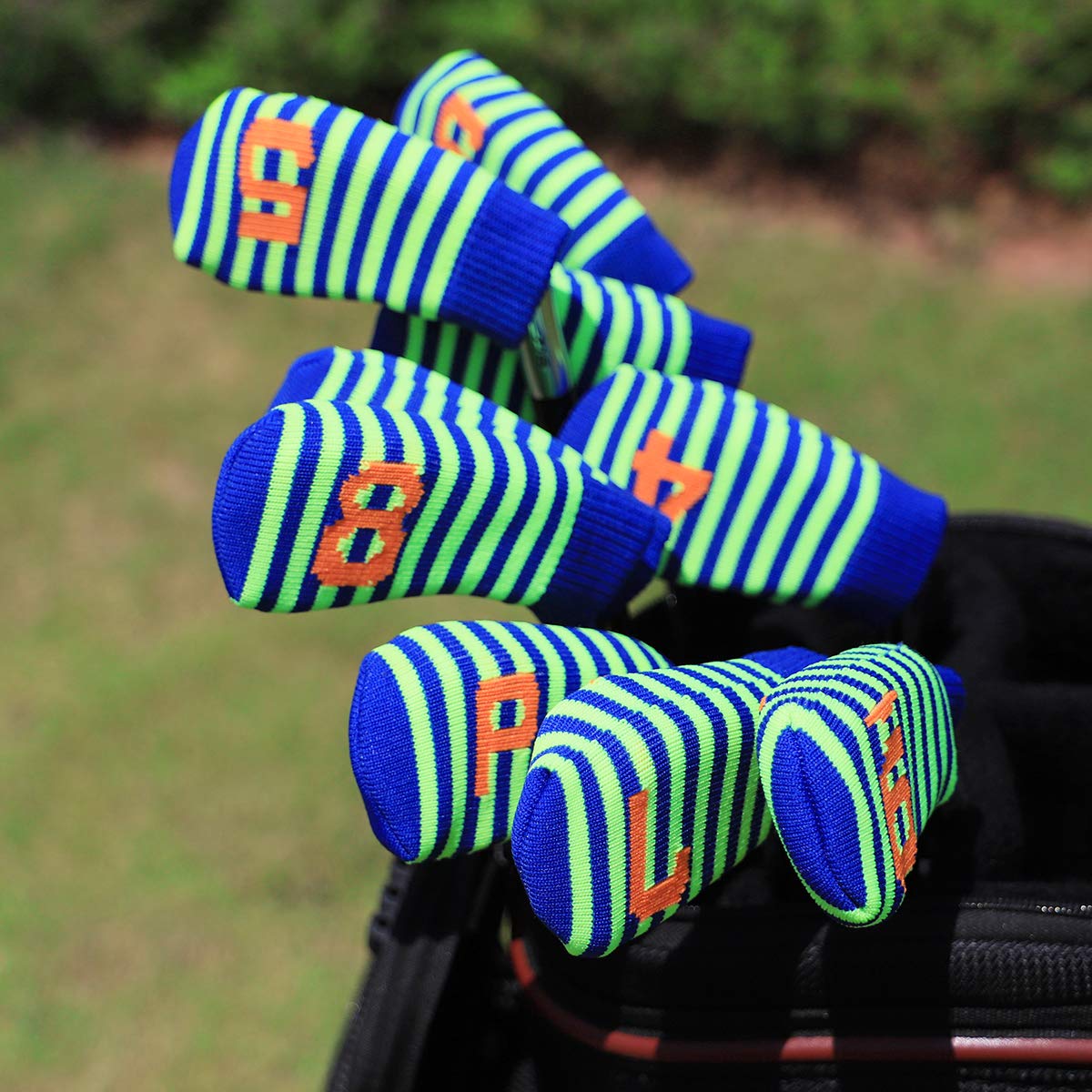 Golf Iron Covers,Golf Iron Head Covers Knitted Golf Iron Covers Set 10pcs Golf Iron Headcovers,Golf Club Head Covers for Iron Fits Titleist,Callaway,Ping,Taylormade