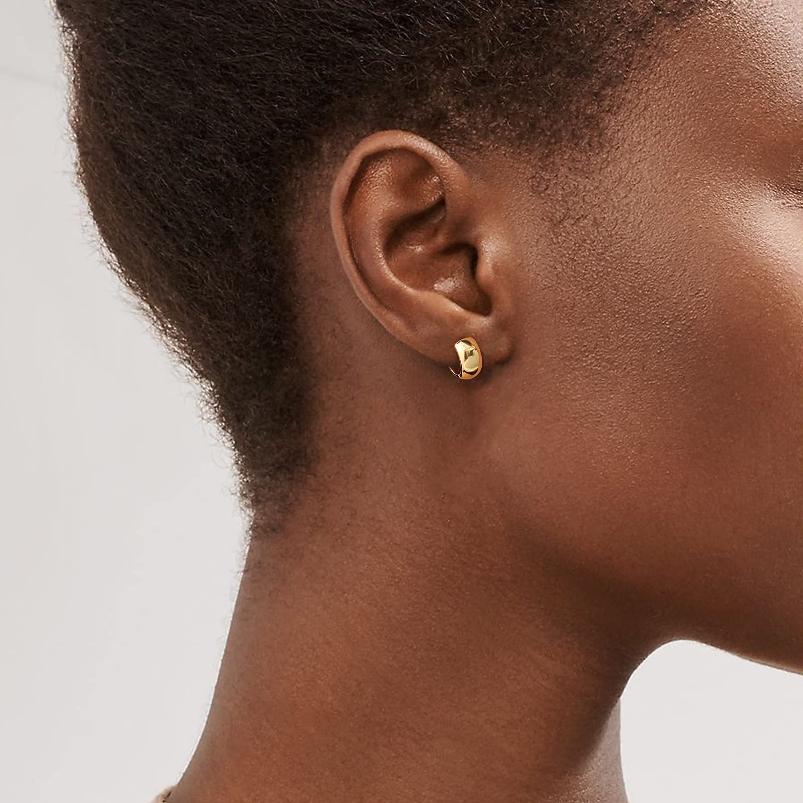 Gold Huggie Hoops: Small 14k Gold Plated Thick Chunky Hypoallergenic Earrings Jewelry for Women Men