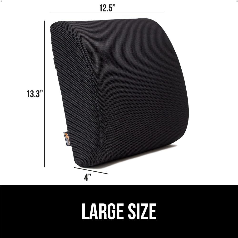 Gorilla Grip Lumbar Silicone Dot Grips to Stay in Place Support Pillow for Office Chair, Sculpting Memory Foam, Ergonomic Cushion for Lower Back Relief, Adjustable Strap, Backrest for Car Seat, Black