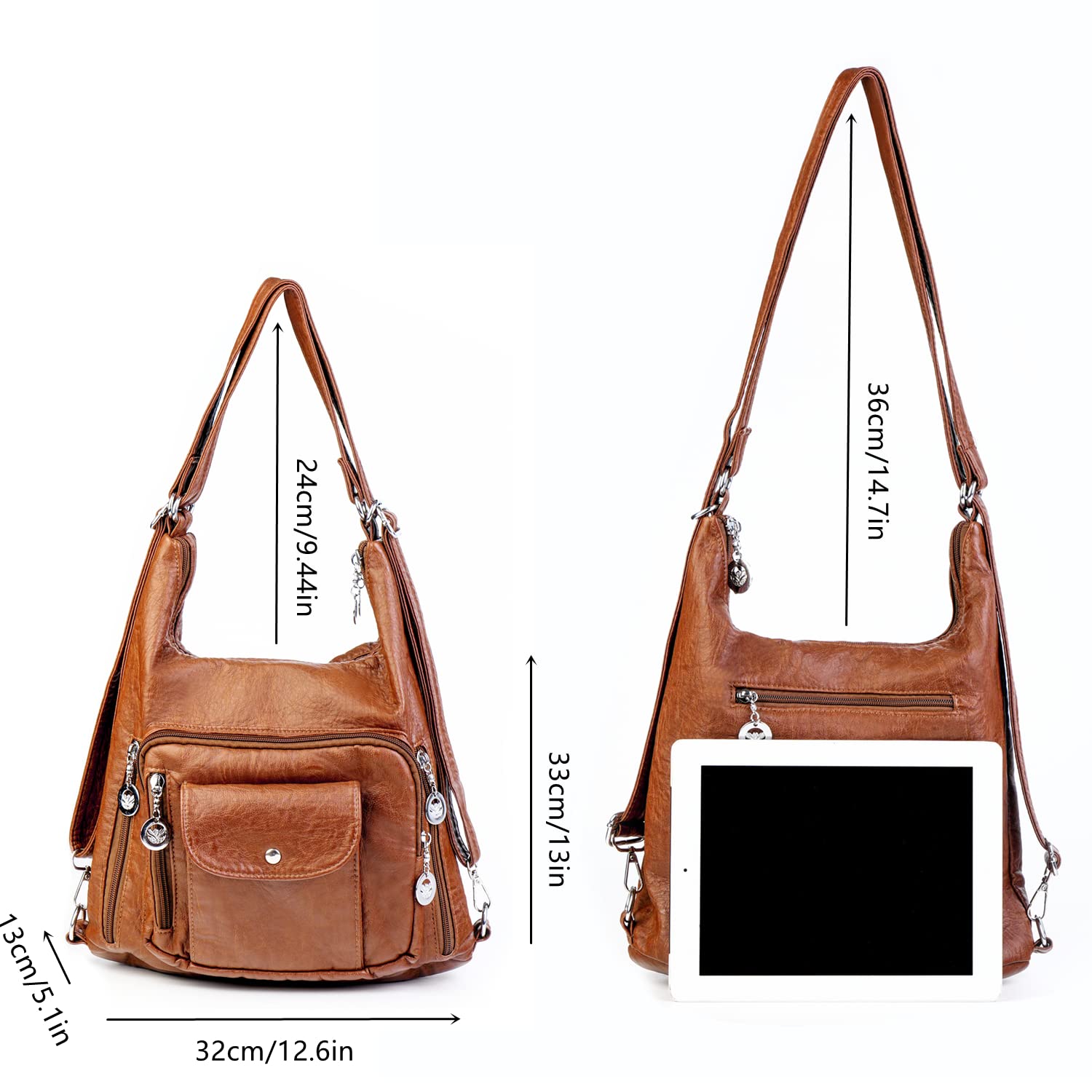 Handbags for Women Hobo Bags Shoulder Bag Tote Bag Satchel Handle Bag (Brown)