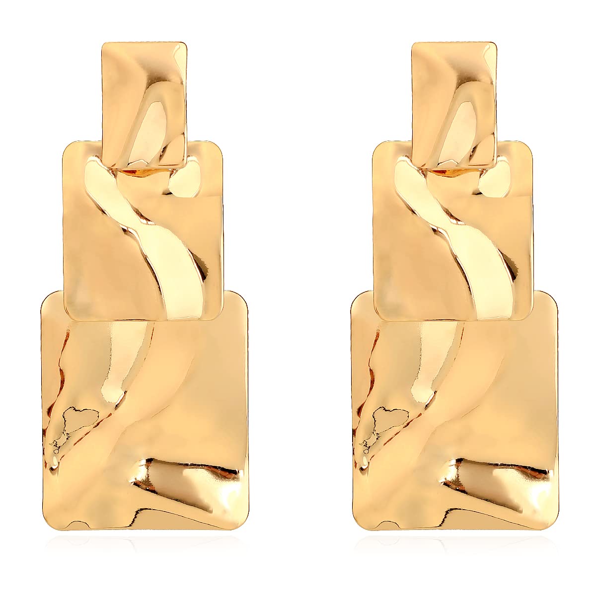 Gold Metal Geometric Long Drop Earrings for Women Dangle Statement Earrings KELMALL COLLECTION