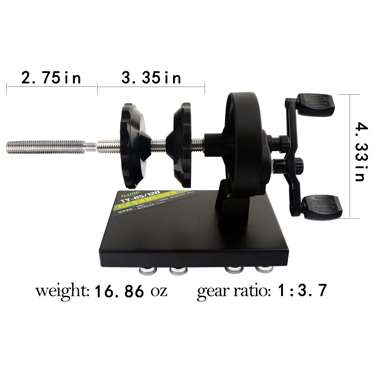 iLure Fishing Line Spooler Winder Machine for Spinning Reel Spool Spooling Station System Spooler with Suckers and Elongated Shaft