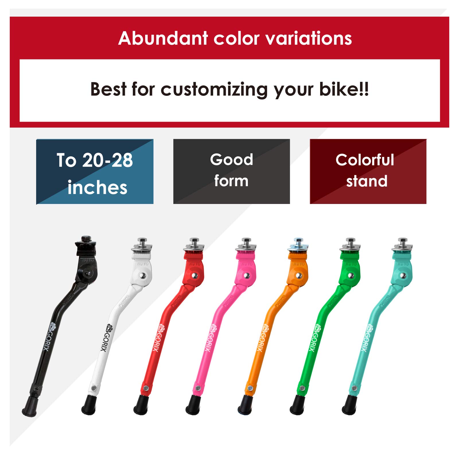 GORIX Bike Kickstand Side Road Mountain Bicycle Adjustable Portable (GX-KC22AAJ-Z(Global Edition)) (Pink)
