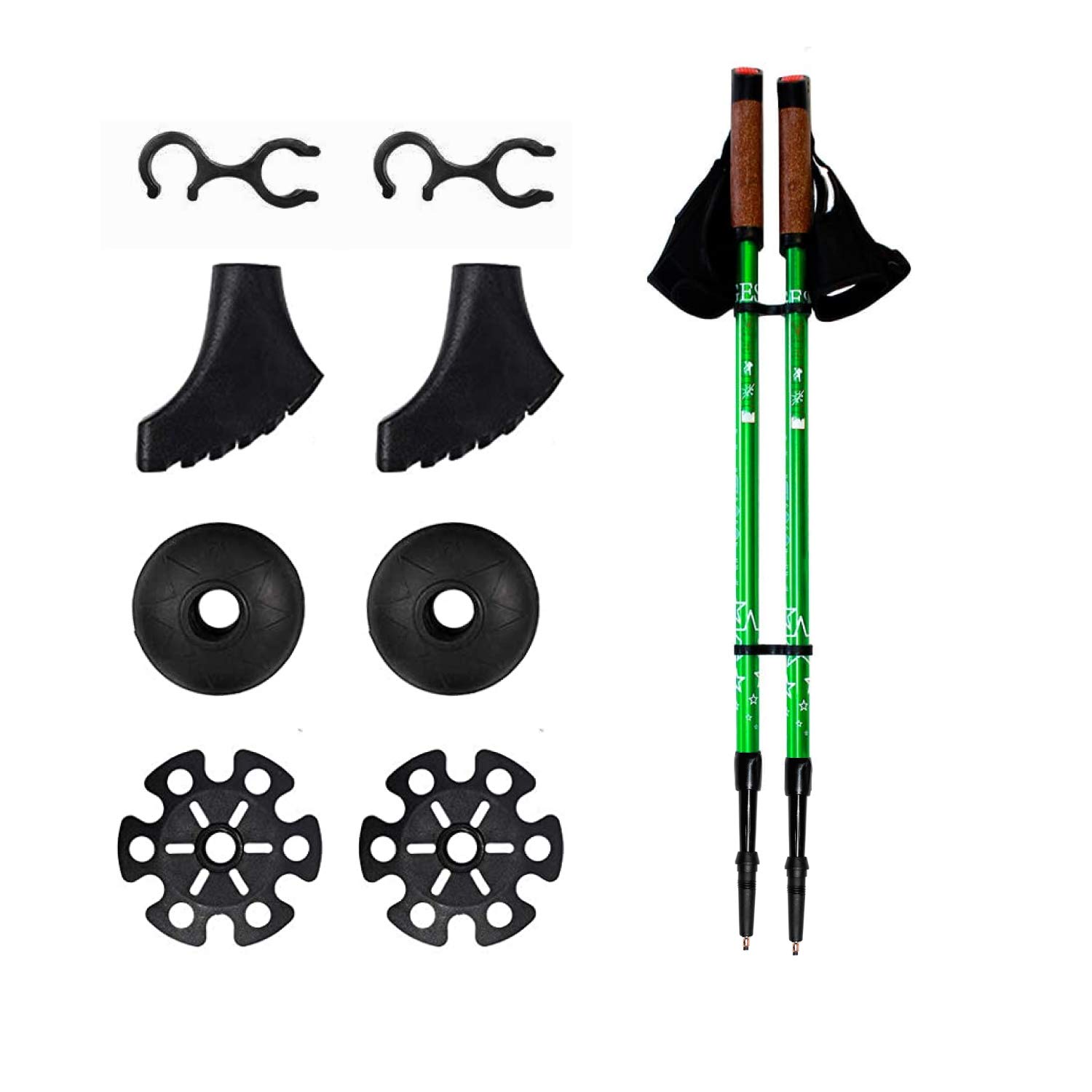 GESS Classic Walker Trekking Poles 2pc/Set, Adjustable Lightweight Nordic Walking Sticks, Aluminum Telescopic Hiking Accessories, Trail Camping Hike