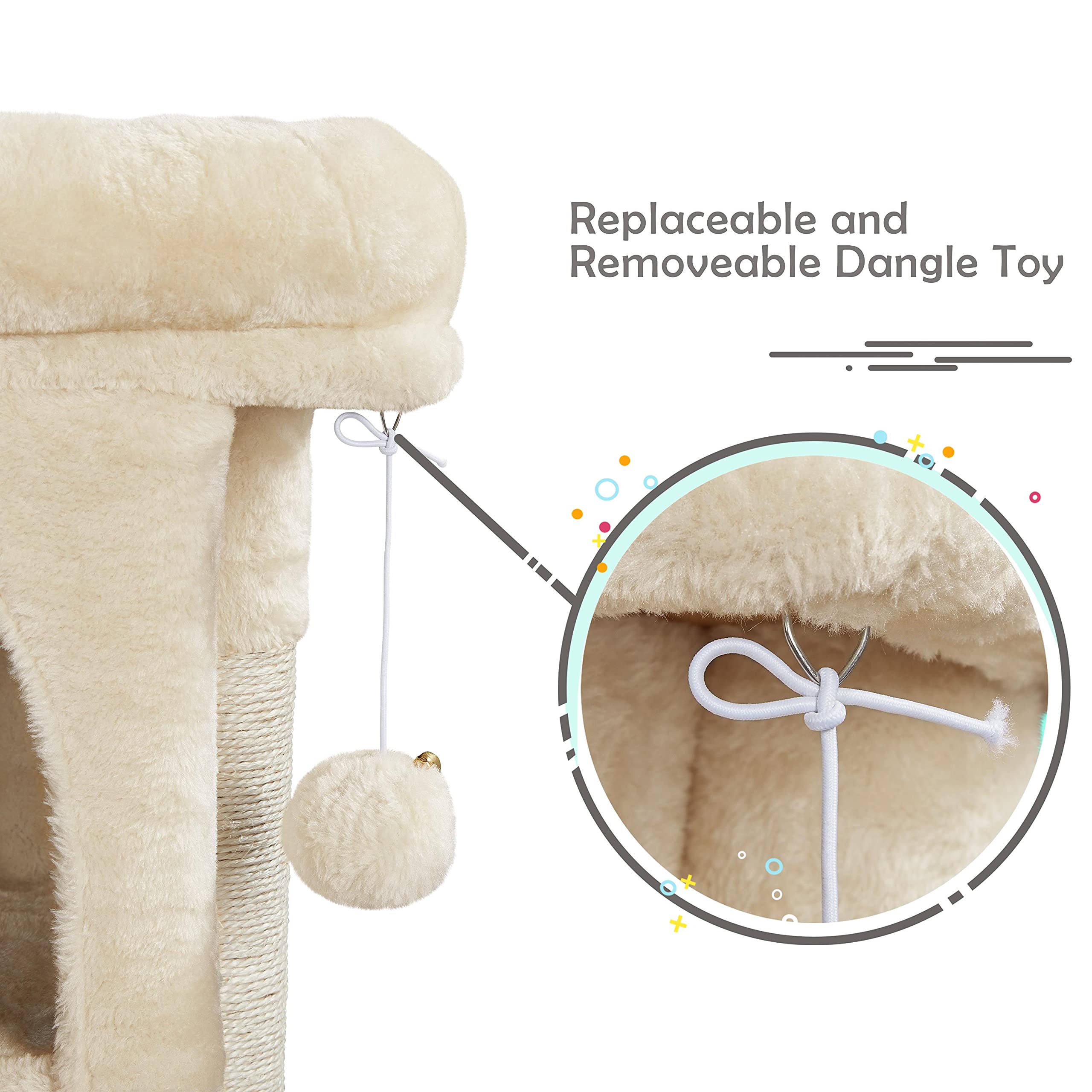 Yaheetech 23.5in Cat Tree Tower, Cat Condo with Sisal-Covered Scratching Posts, Cat House Activity Center Furniture for Kittens, Cats and Pets - Beige
