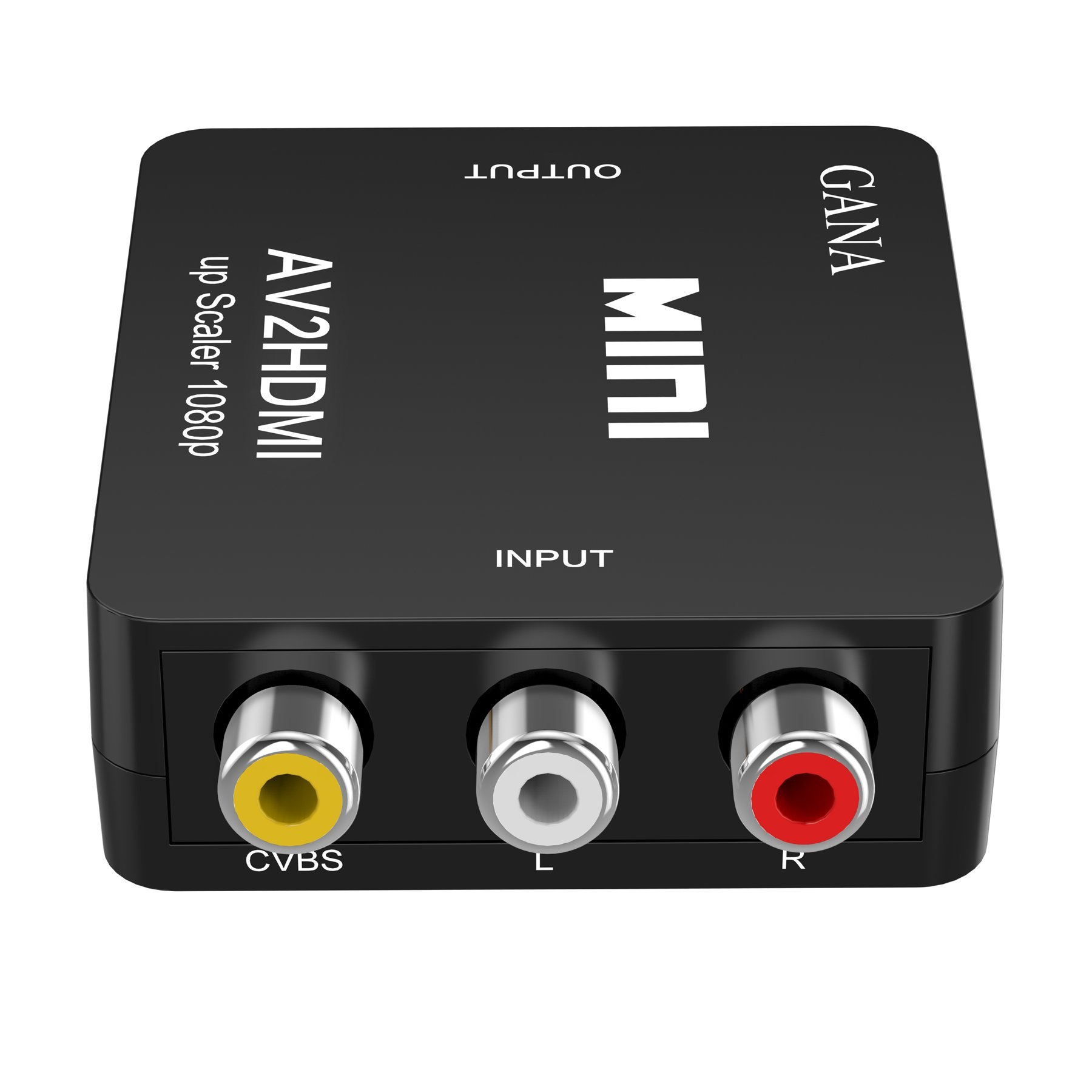 GANA RCA to HDMI, 1080P Mini RCA Composite CVBS AV to HDMI Video Audio Converter Adapter Supporting PAL/NTSC with USB Charge Cable for PC Laptop Xbox PS4 PS3 TV STB VHS VCR Camera DVD (Black)