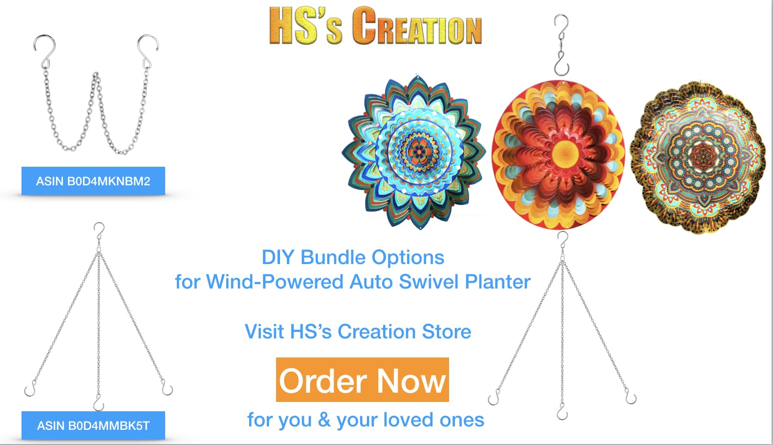 HS's Creation 6 Pack Dual Swivel S Hooks for Indoor Outdoor Organization Spinning Hanger Wind Chimes Spinner Prism Windsocks Hanging Plant Hanging Crystal Ornaments Rainbow Maker Pendant Etc.