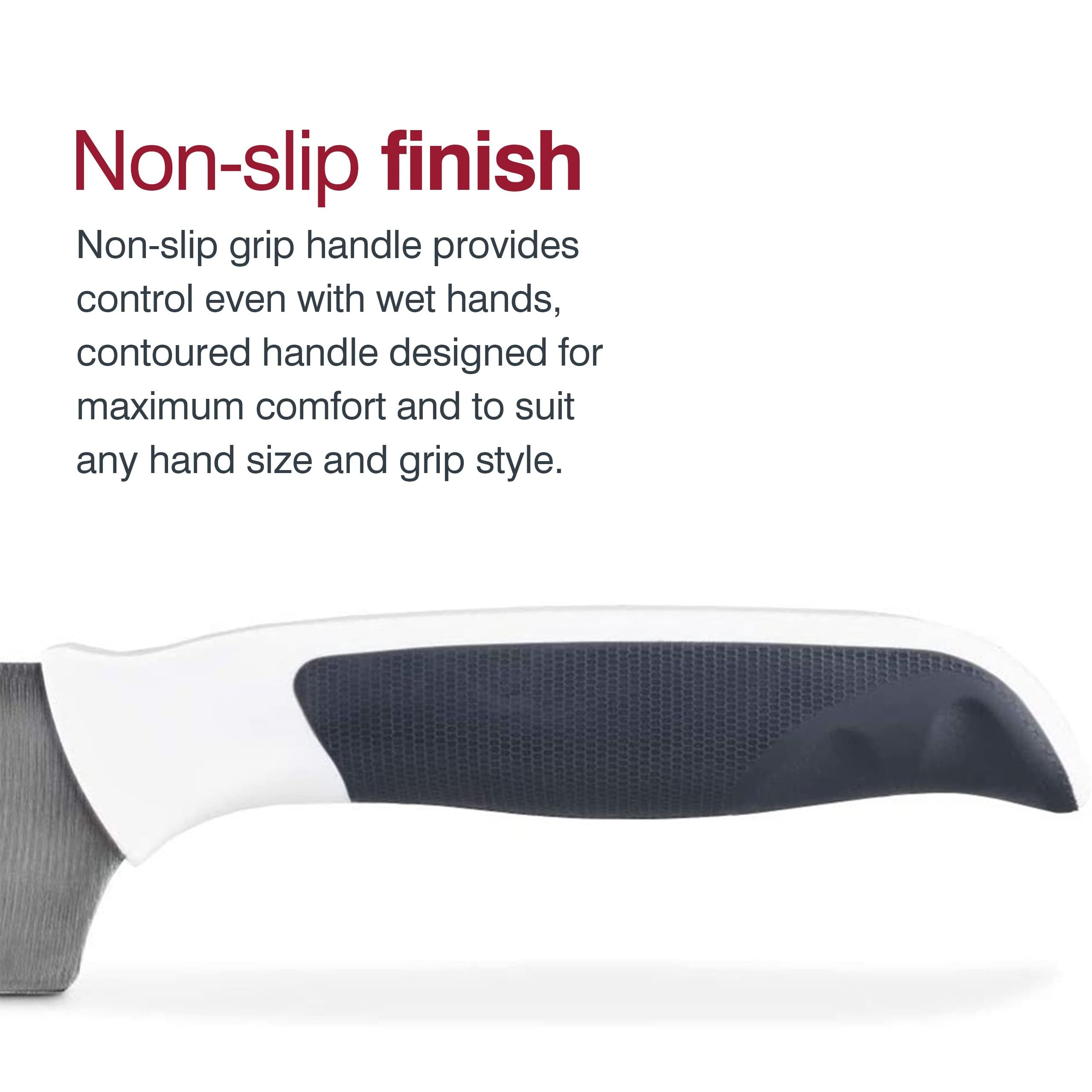 Zyliss Comfort Knife - Japanese Stainless Steel Knife - Non-Slip Contoured Handle for All Hand Sizes - Kitchen Knife with Safety Kitchen Blade Guards - Dishwasher Safe - 8" Chef's Knife