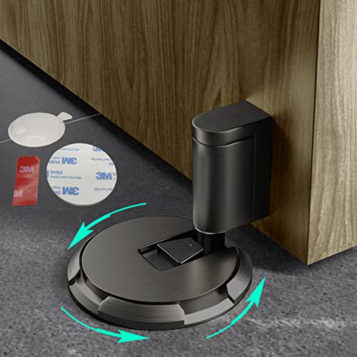 HOOFUS Mechanical Floor Door Stopper,Adjustable Height Door Stoppers for Bottom of Door,Windproof Door Holder to Keep Door Open,No Magnetic Heavy Duty Door Stop,Nail Free or Screws(Dark Gray, 1pcs)