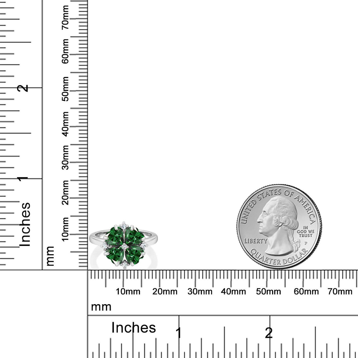 Gem Stone King 925 Sterling Silver Green Nano Emerald Ring For Women (1.48 Cttw, Heart Shape 5MM, Gemstone May Birthstone, Size 8)