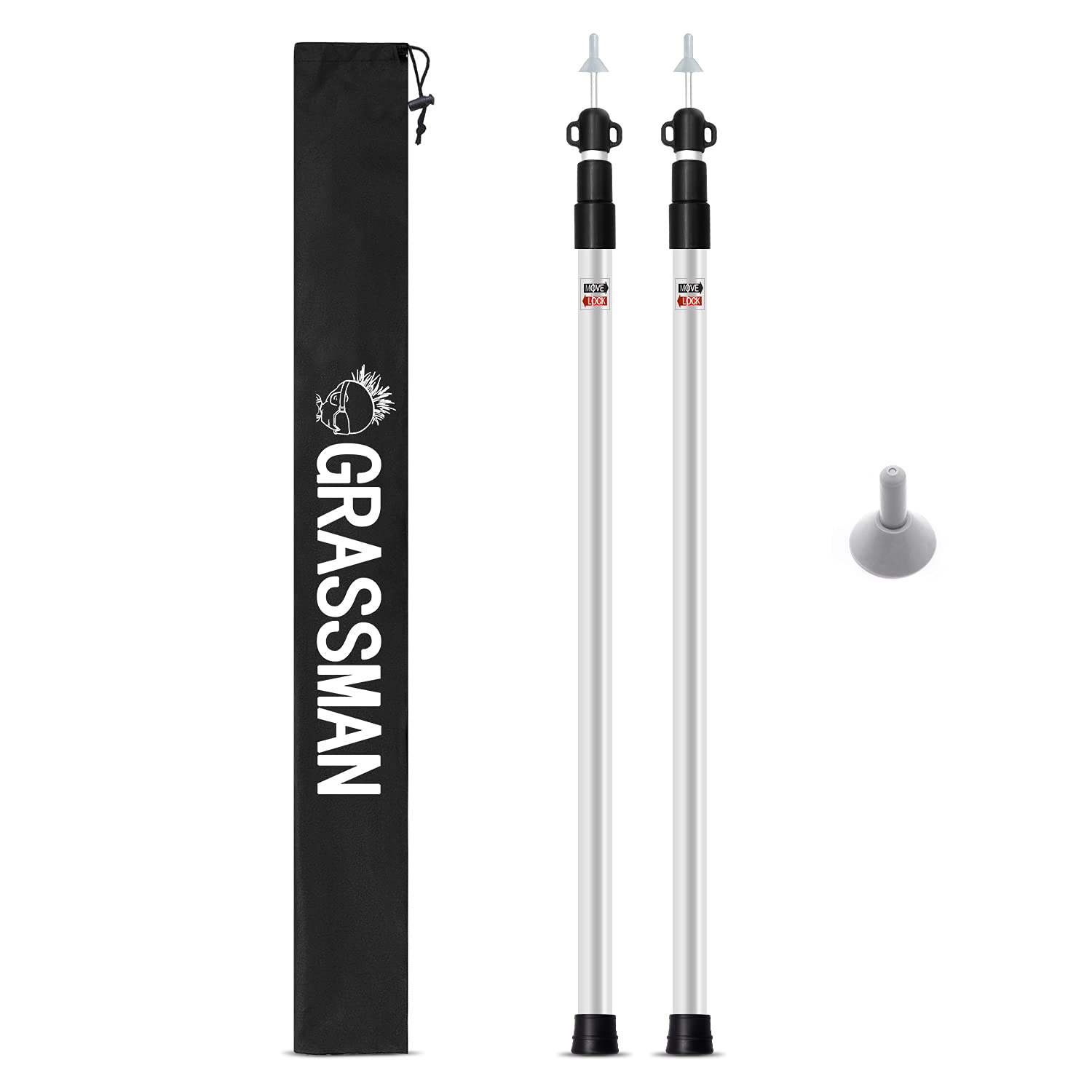 Grassman Aluminum Tarp Poles for Tent, Adjustable Lightweight Camping Telescoping Poles for Car Canopy, Shelter, Tarp 2 Pack 8.2ft