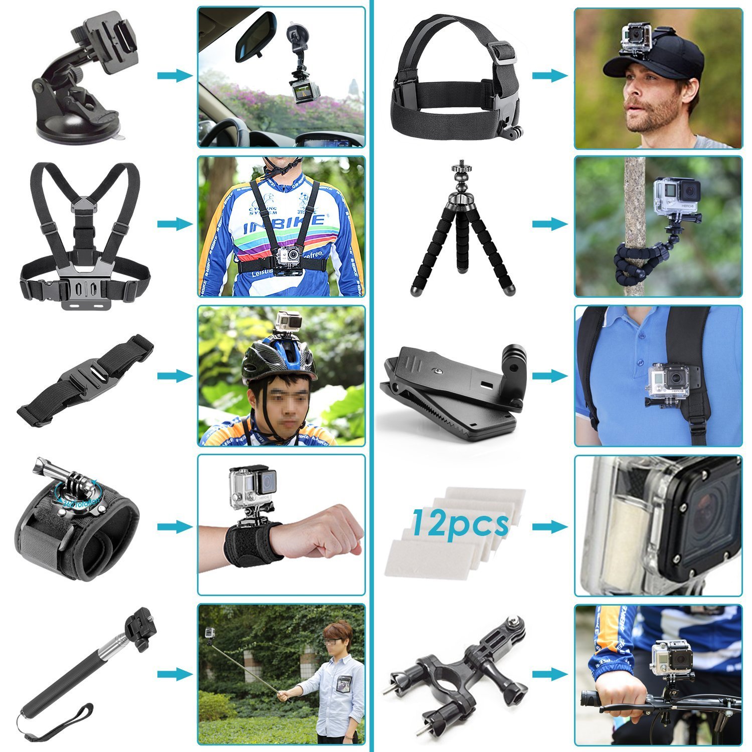 GoPro HERO8 Black Digital Action Camera - Waterproof, Touch Screen, 4K UHD Video, 12MP Photos, Live Streaming, Stabilization - 128GB Card - with 50 Piece Accessory Kit - All You Need Bundle