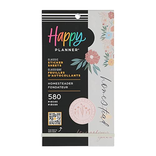 Happy Planner 18 Month Classic Planner Sticker Pack Bundle – Bright Travels - Classic Sized Planner (7” x 9.75”) July 2023 – Dec 2024 & 30 Sheet Sticker Book, 580 Stickers Total