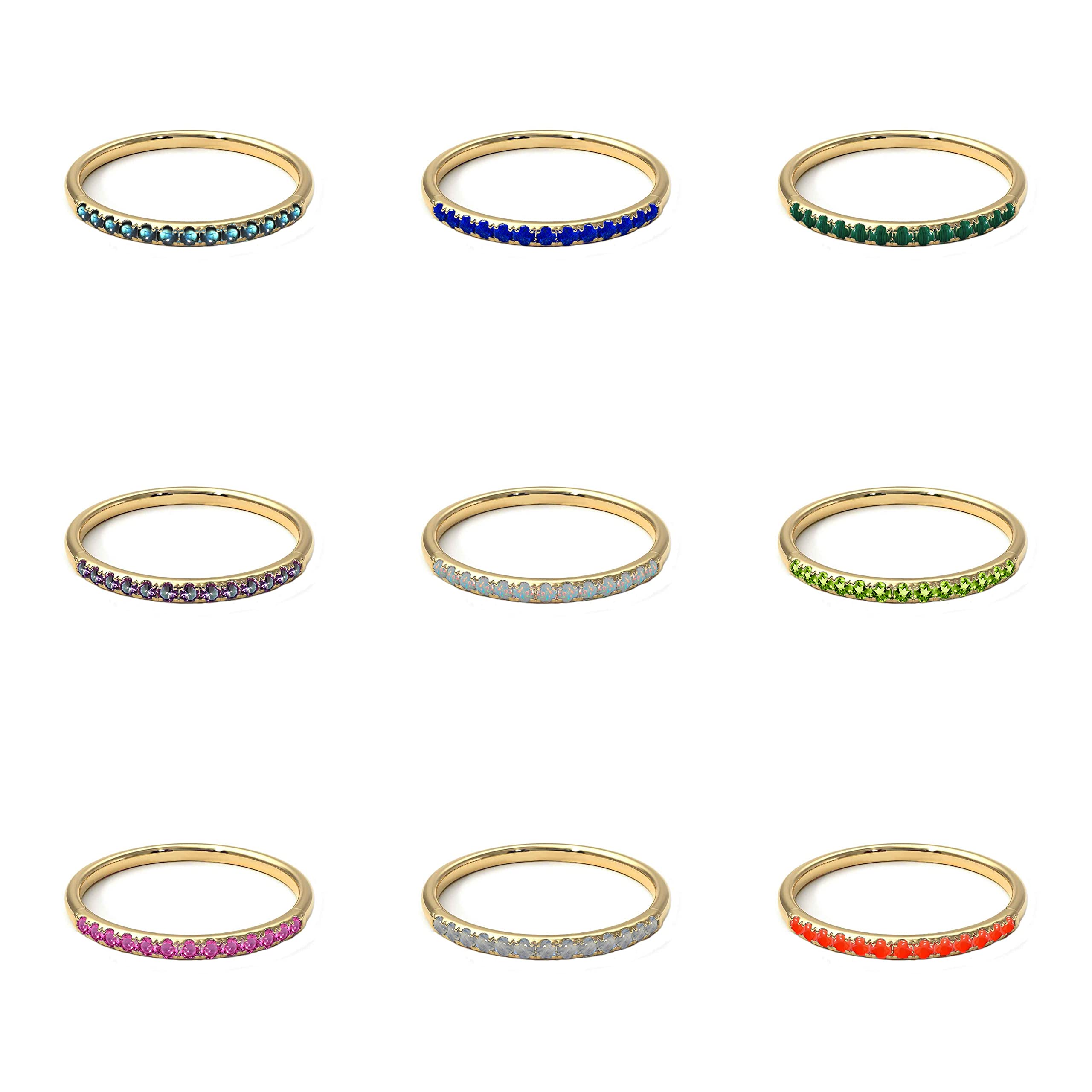 Gemsonclick New Year's Gifts Jewelry mom Gift Hand Made Thin Rings Created Ruby 18K Gold Plated February Birthstone Jewelery Size 6