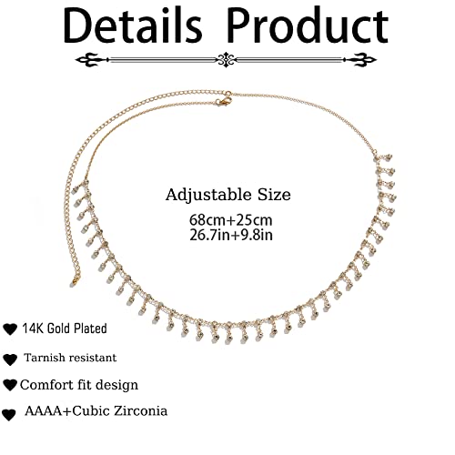Gold Sequin Waist Chain Bikini Body Layered Belly Chain Summer Beach Body Jewelry Chain for Women