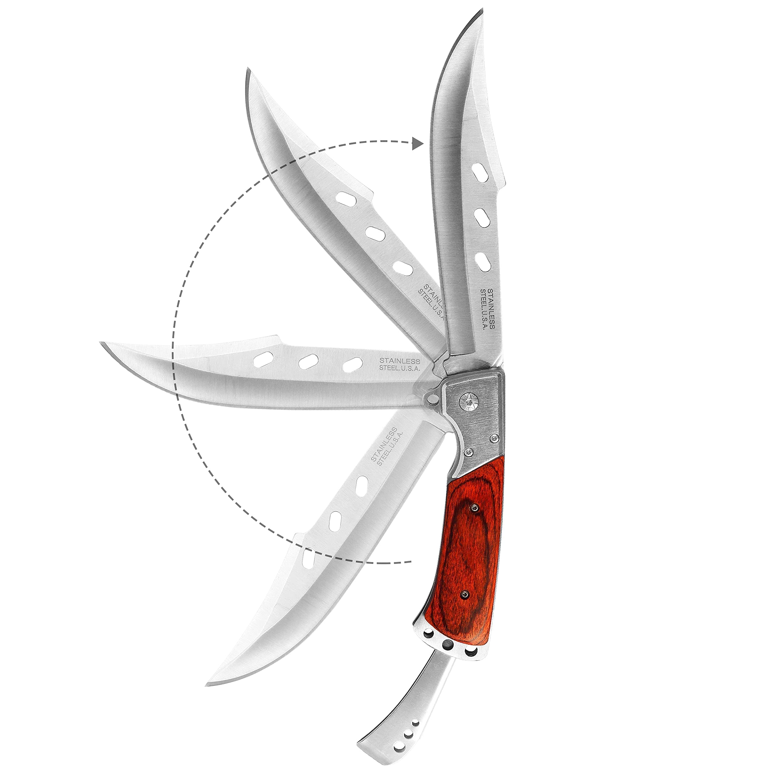 Henceelly 11 Inch Wooden Handle tactical knife,EDC Men's Folding Knife, Foldable Long Blade Pocket Knife - Big Blade Folding Knifefor Outdoor, Camping, Gift