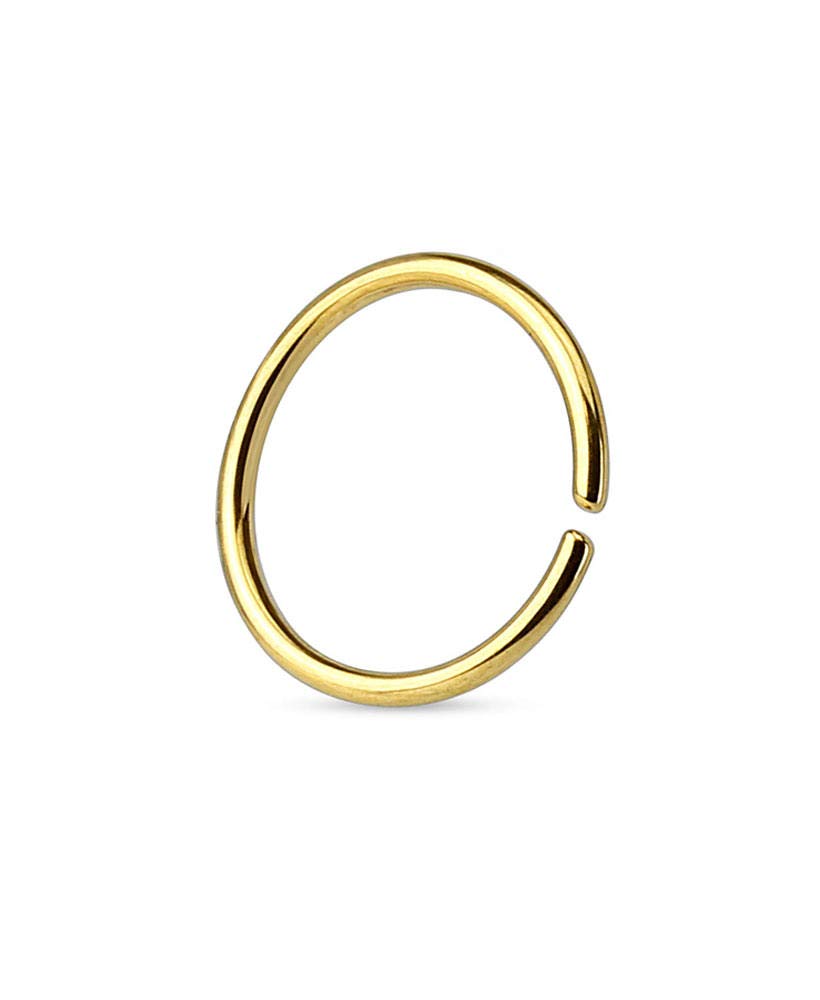 Gold-Tone 316L Surgical Steel Seamless Annealed Continuous Nose Ring Hoop 1/4" 20G