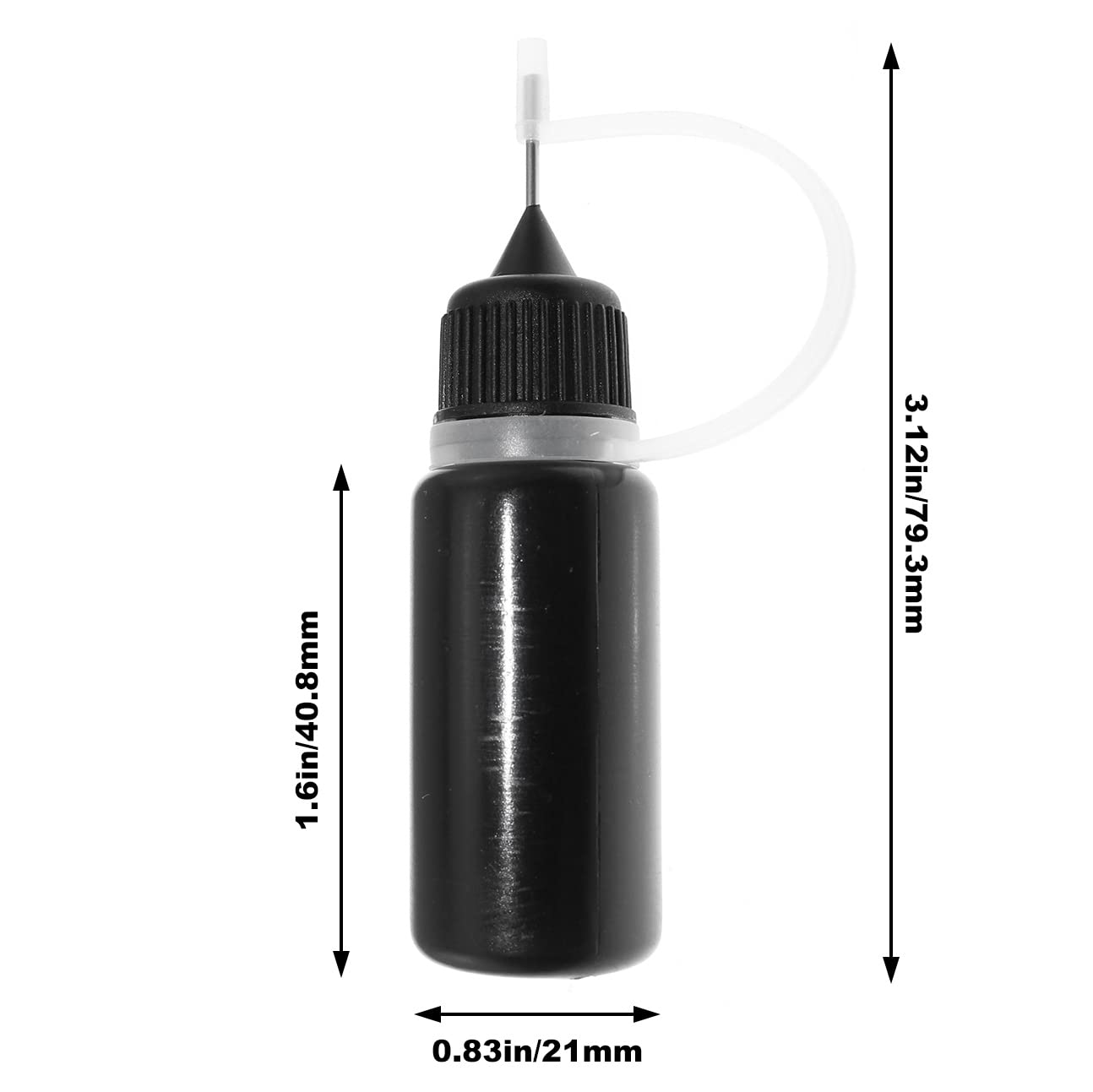 Lind Kitchen 10PCS 10ml Metal Needle Plastic Bottle Precision Tip Applicator Bottles Tip Applicator, Black