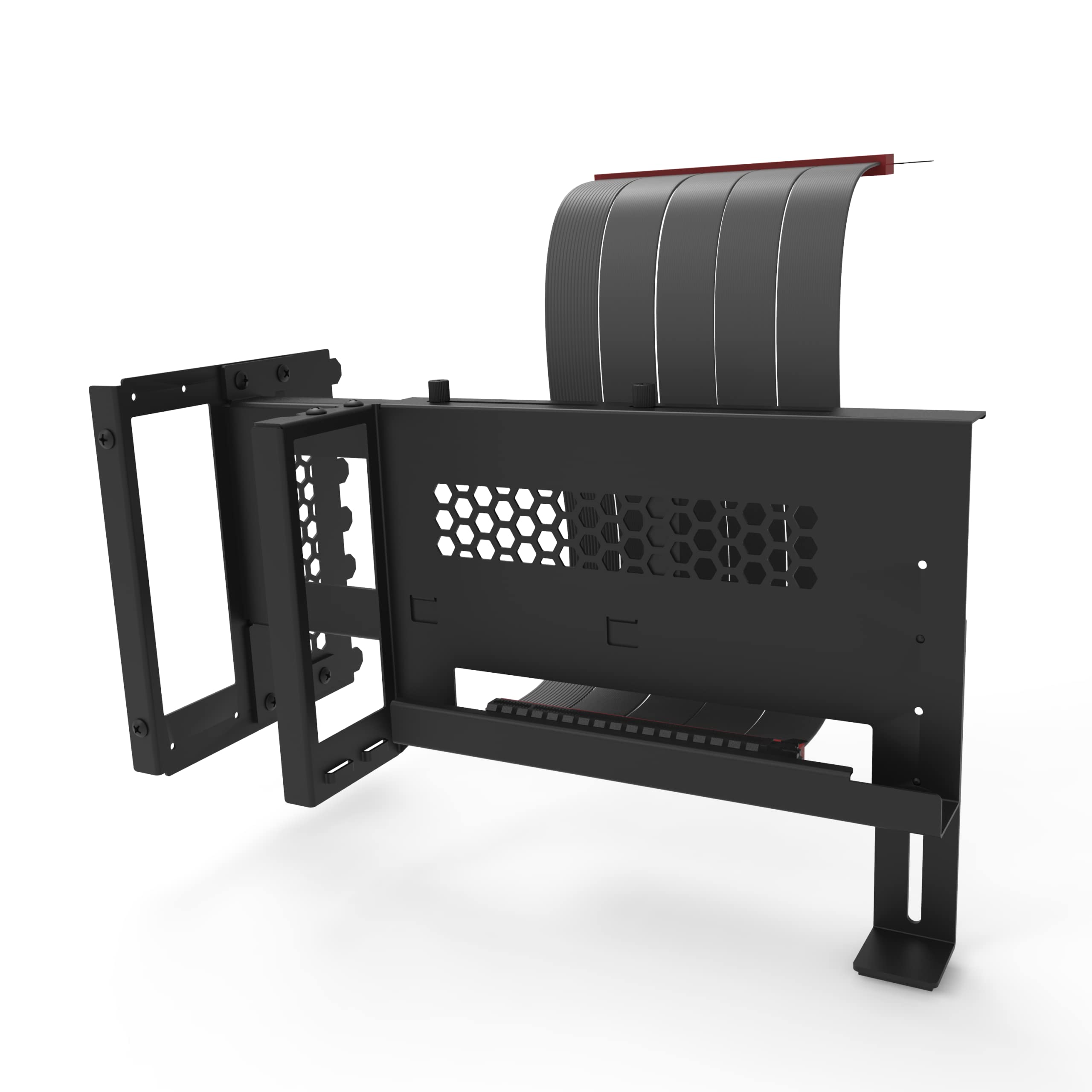 LINKUP - AVA Universal Vertical GPU Bracket w/Ultra PCIe 4.0 X16 Gen 4 Riser Cable 90 Degree - 15cm Black Kit